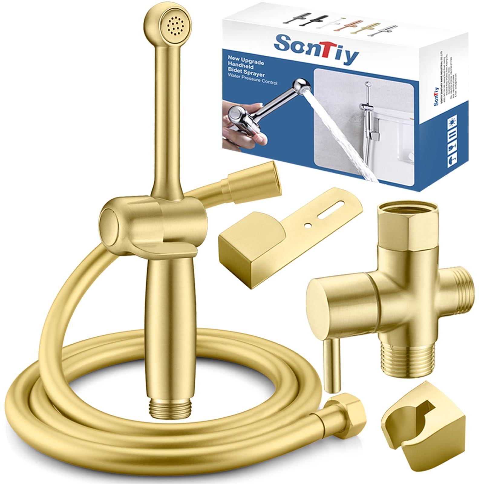 SonTiy Handheld Bidet Toilet Sprayer, Brass Cloth Diaper Sprayer Hand ...