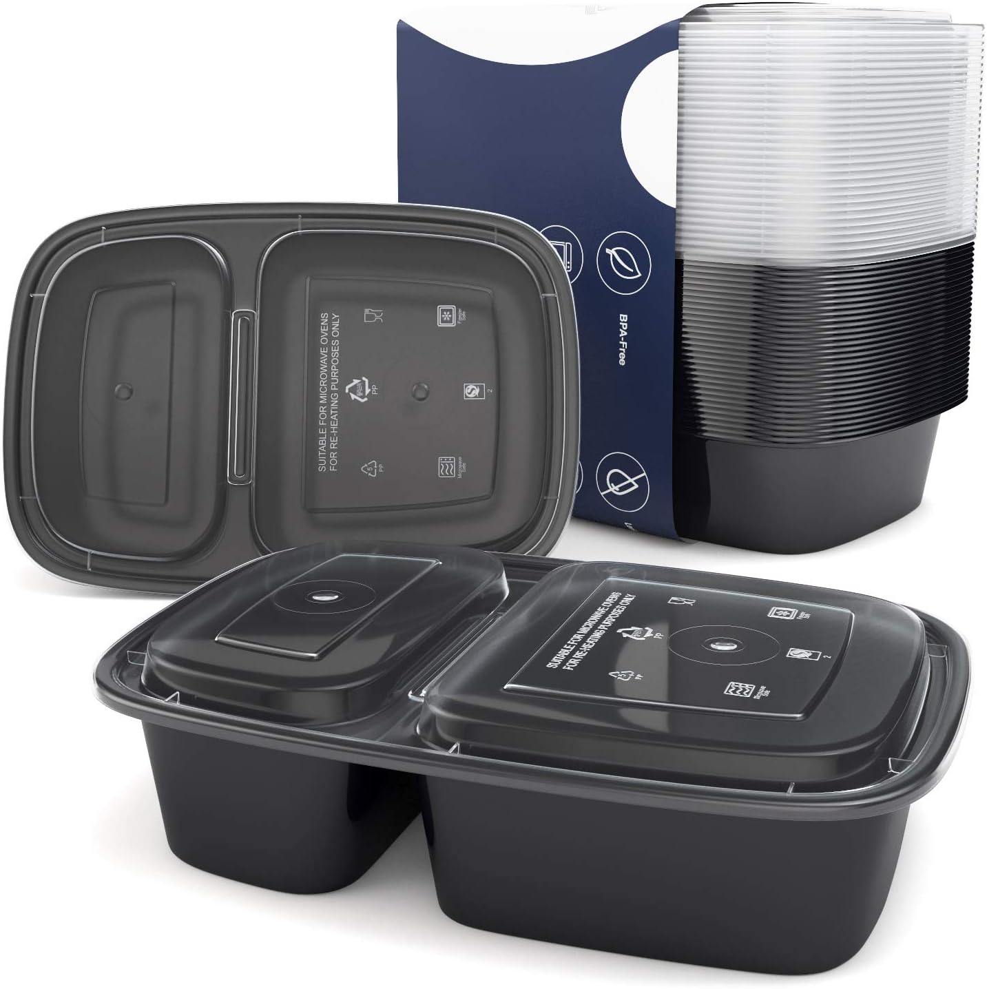 Buy Meal Prep Container 2 Compartment 30 pack, Meal Prep Tupperware ...