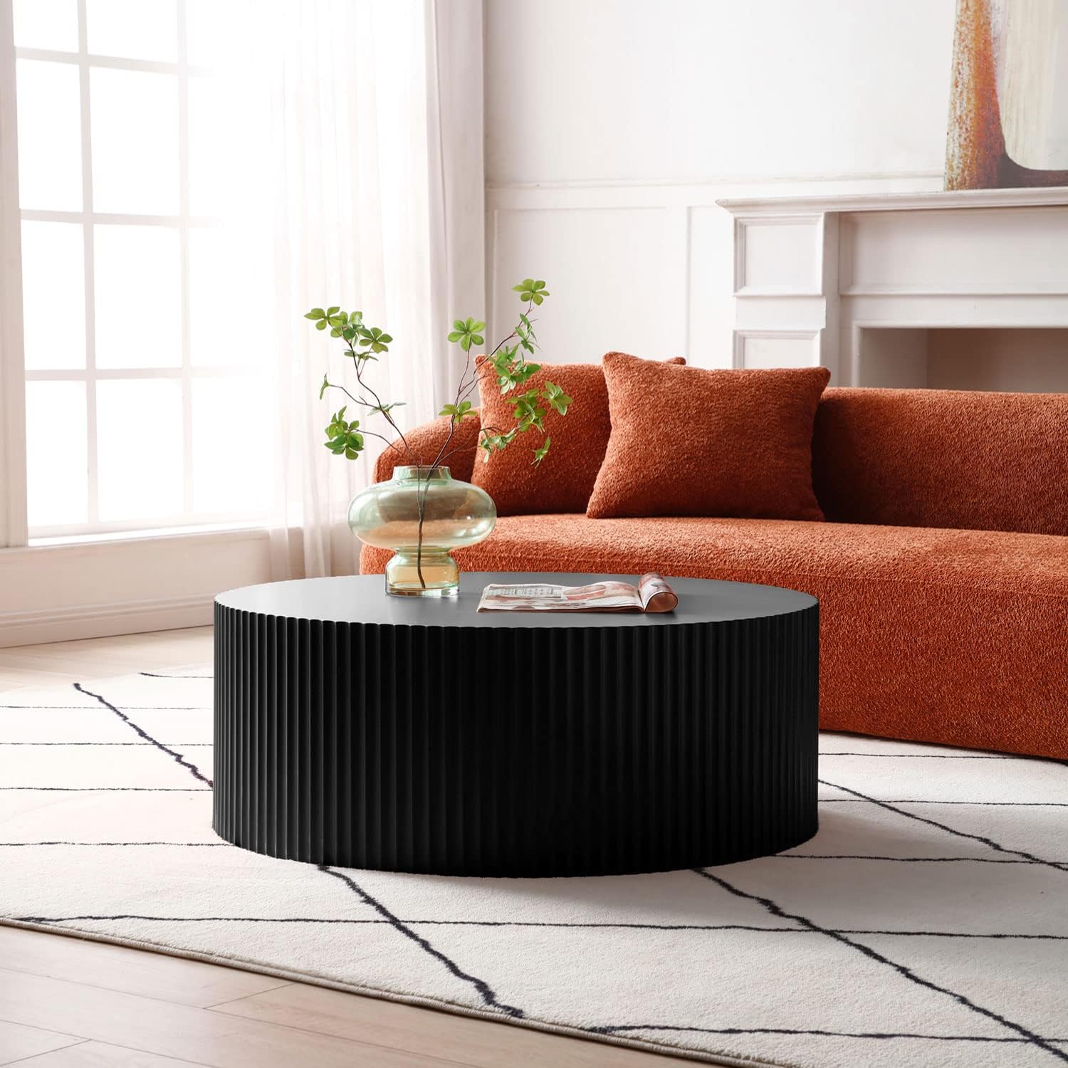 Amazon.com: The Urban Port 37 Inch Round Coffee Table, Handcrafted Drum ...