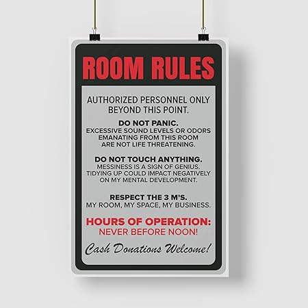 Inephos Paper Room Rules Funny Poster, Grey, 12 inch X 18 inch : Amazon ...