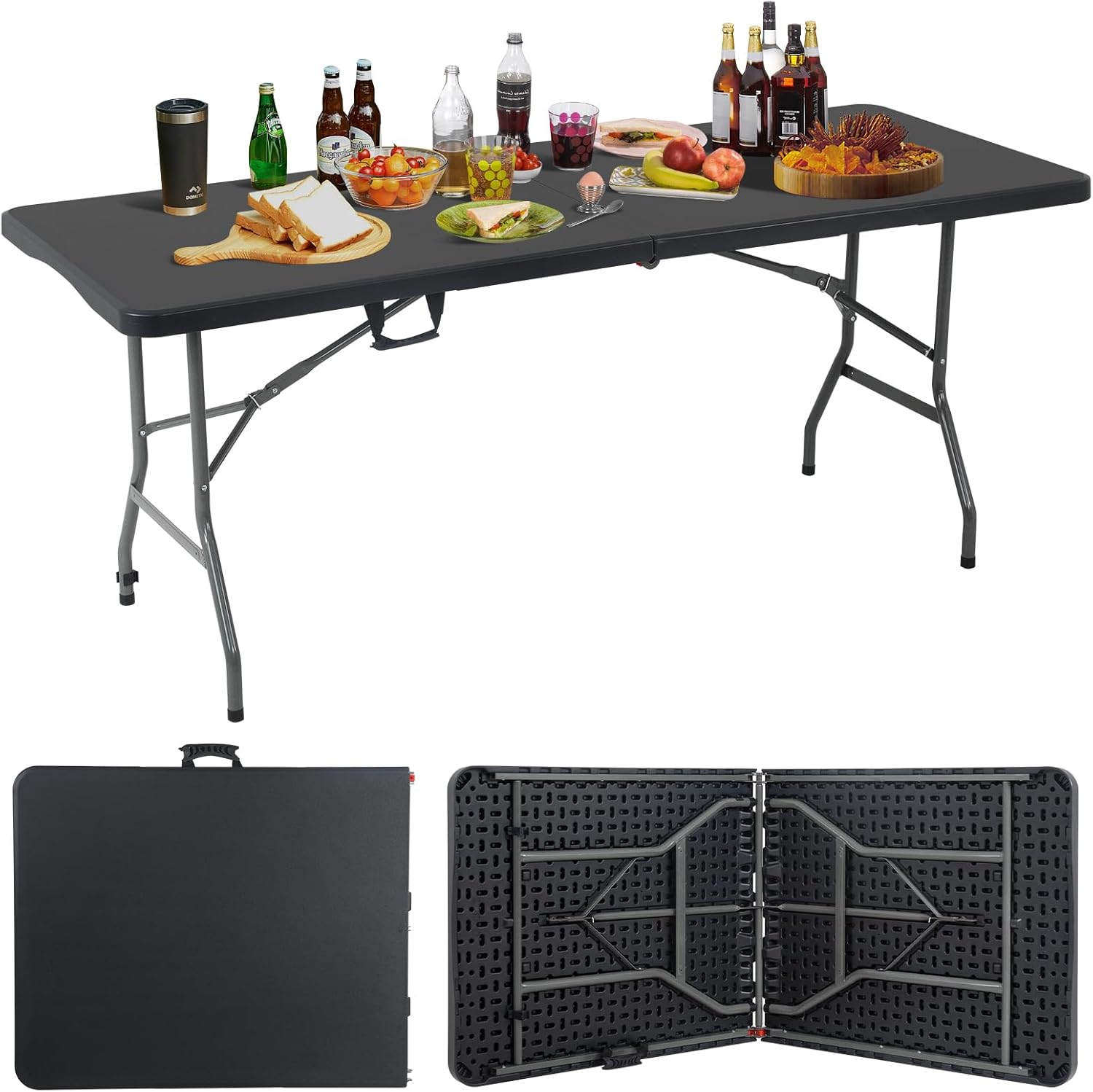 Amazon.com: 6ft Folding Table | Heavy Duty Plastic Picnic Table ...