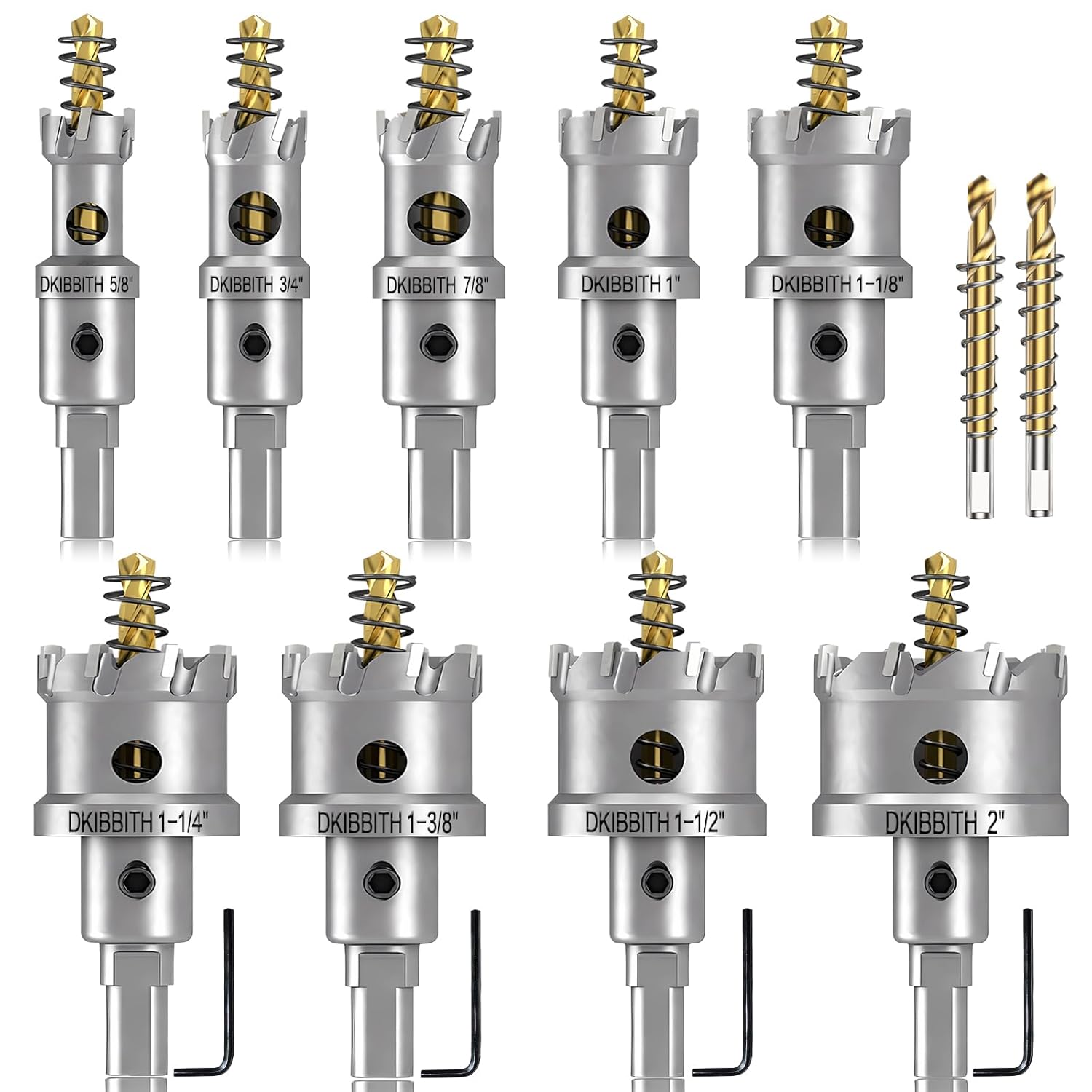 11 Pcs TCT Hole Saw Set,5/8” to 2” Heavy-Duty Tungsten Carbide Hole ...