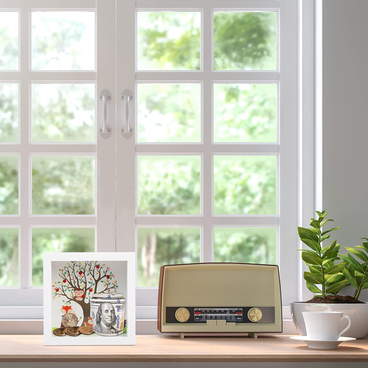 DKINY Money Box Picture Frame, Cute Cartoon Animal Fund Frame Money Box ...