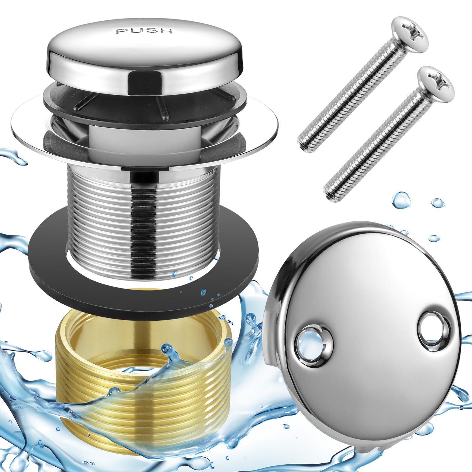 Amazon.com: Washever Bathtub Drain Tip-Toe Tub Trim Set with Two-Hole ...