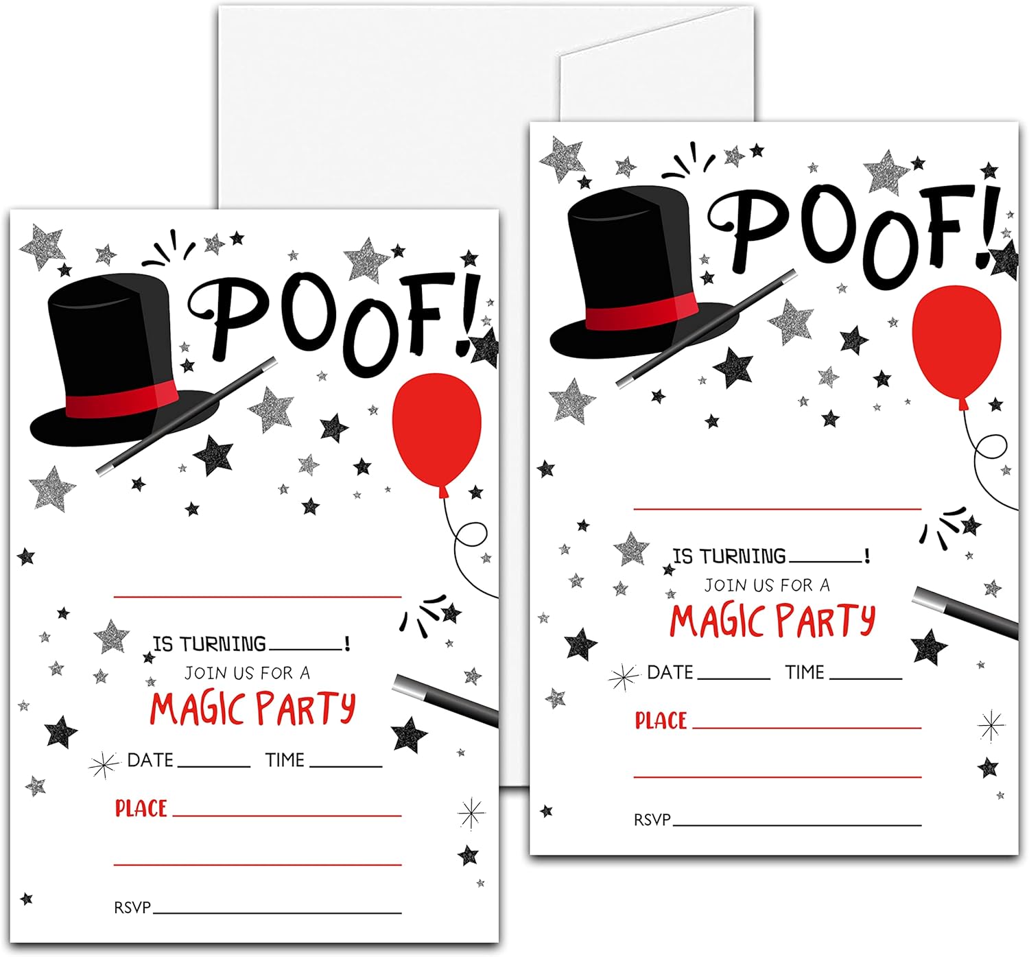 Amazon.com : Magic Birthday Party Invitation, Magician Themed Fill-In ...