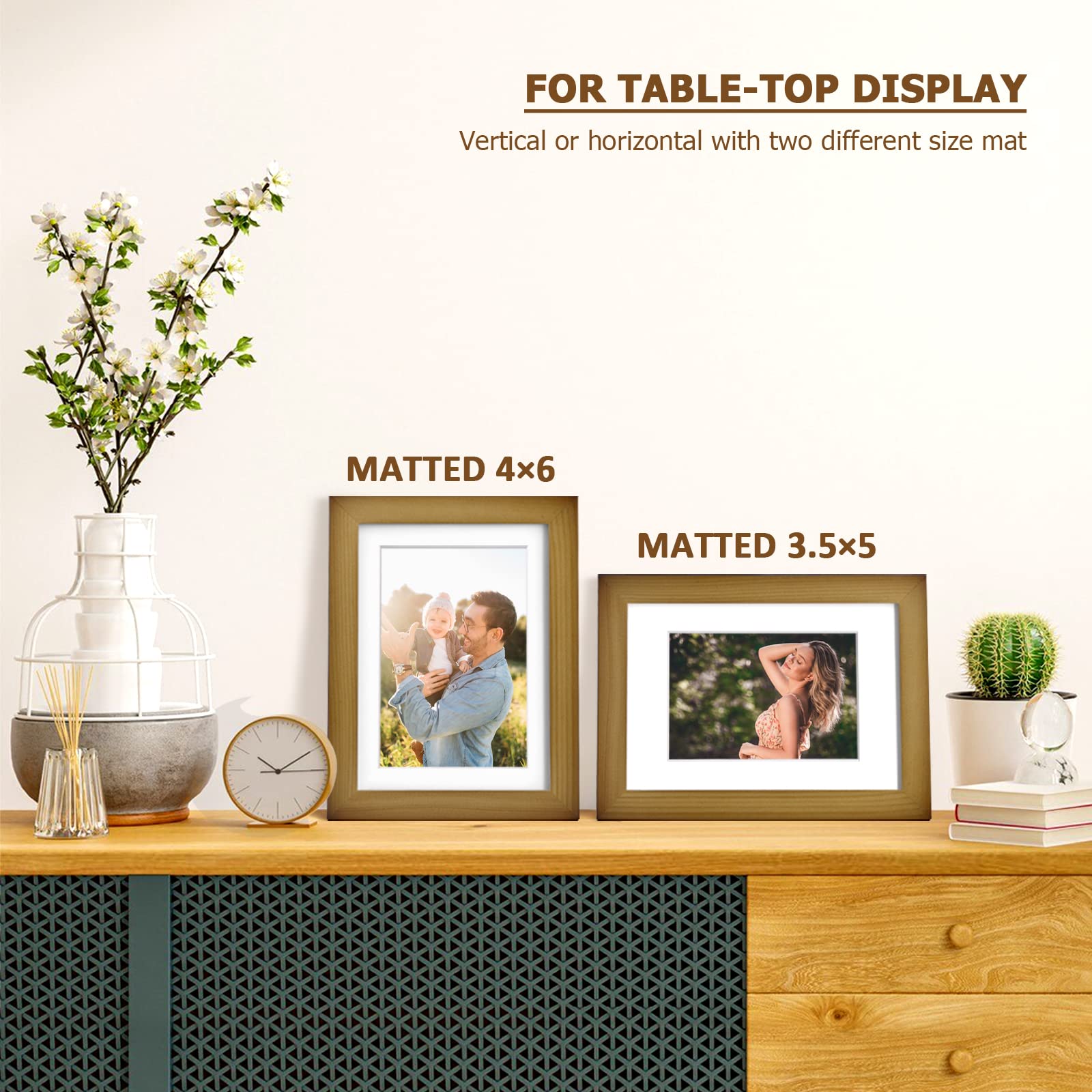 Snapklik.com : KINLINK 5x7 Picture Frame Brown, Solid Wood Frame 5x7