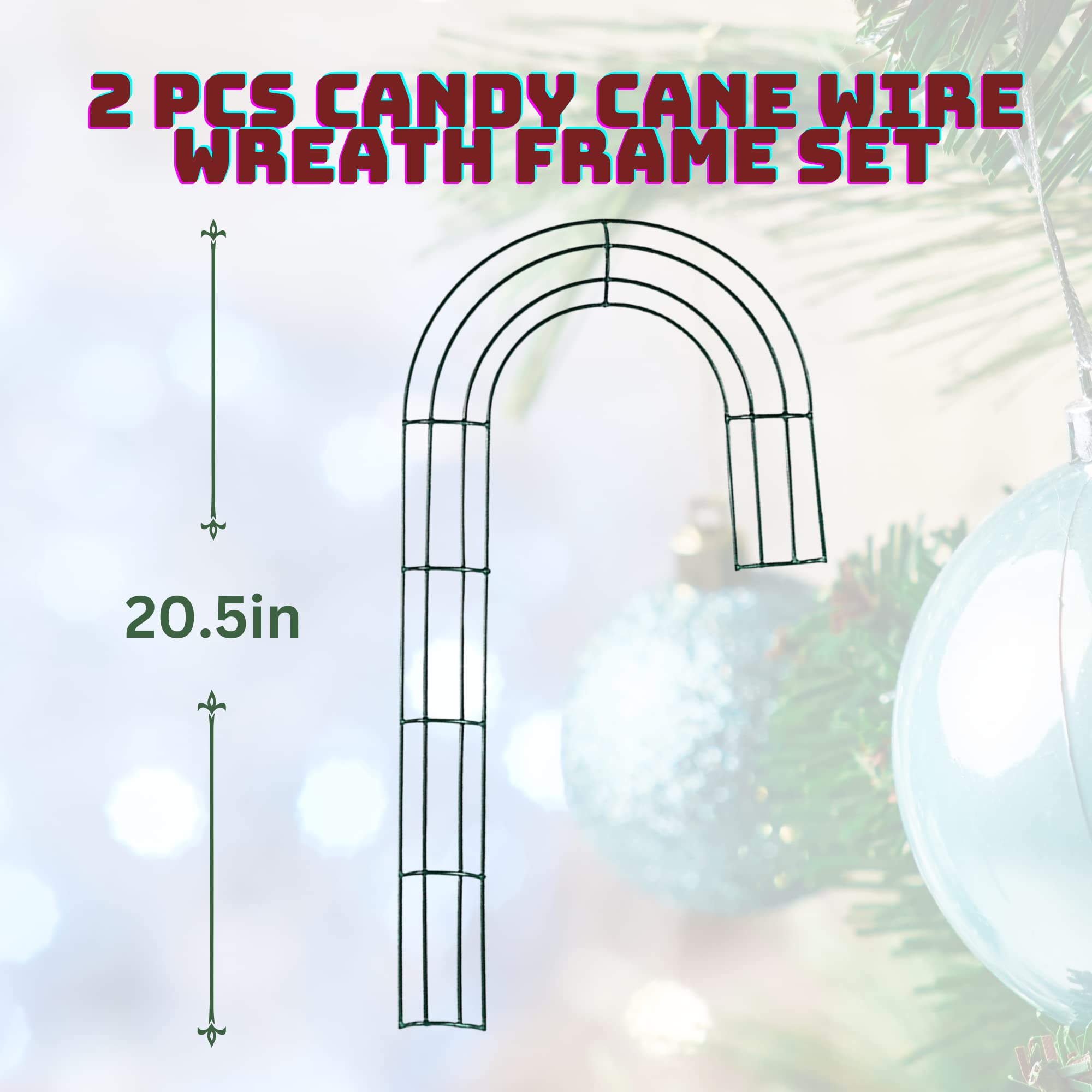 Metal Frames Candy Cane Wreath FSSTAM Candy Cane Metal Wire Wreath