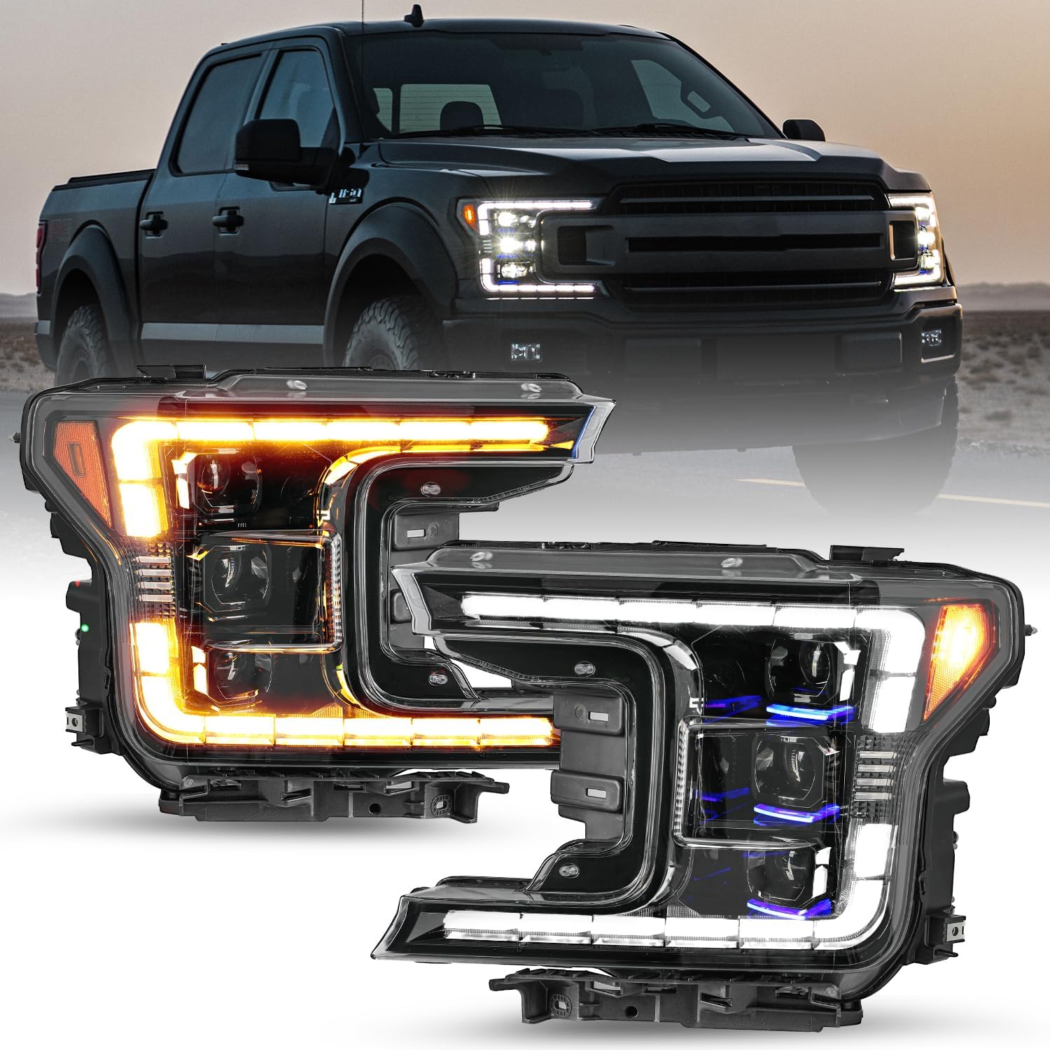 Amazon.com: LESEM Full LED Headlights Assembly Compatible with 2018 ...