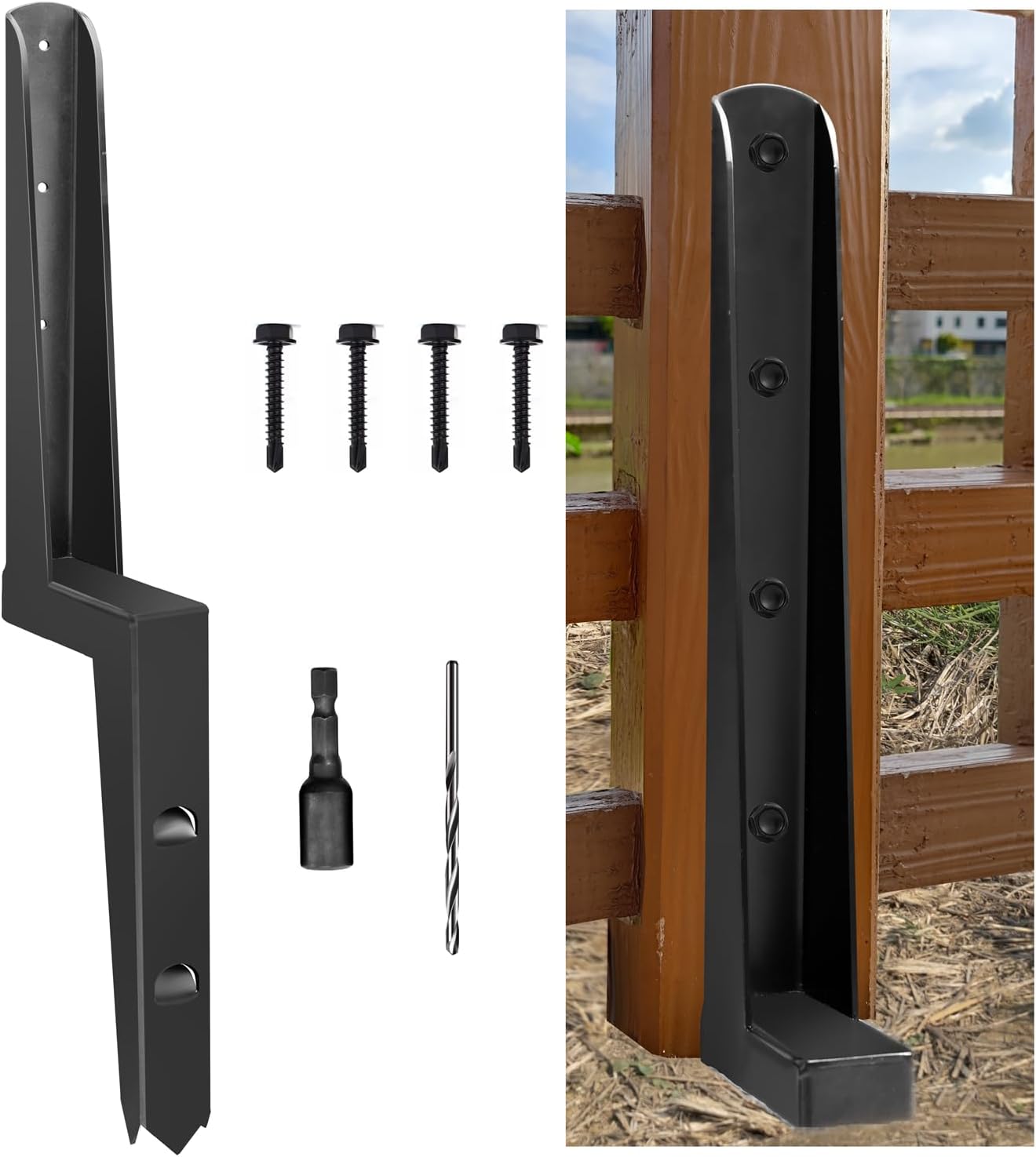 Amazon.com : ESSFF Heavy Duty Thicken Garden Fence Post Repair Stakes ...