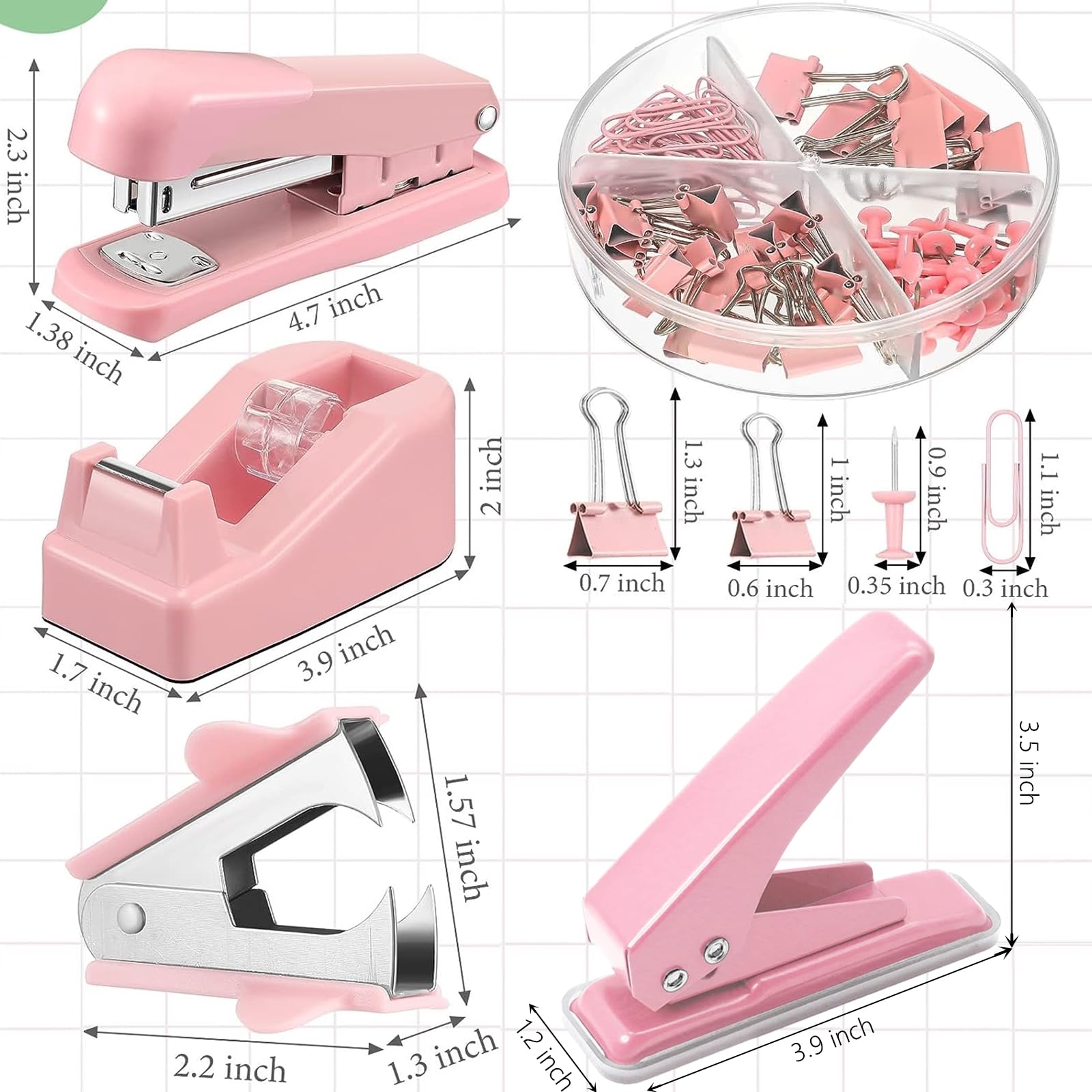 Snapklik.com : Pink Desk Office Supplies Kit For Women, Pink Desktop ...
