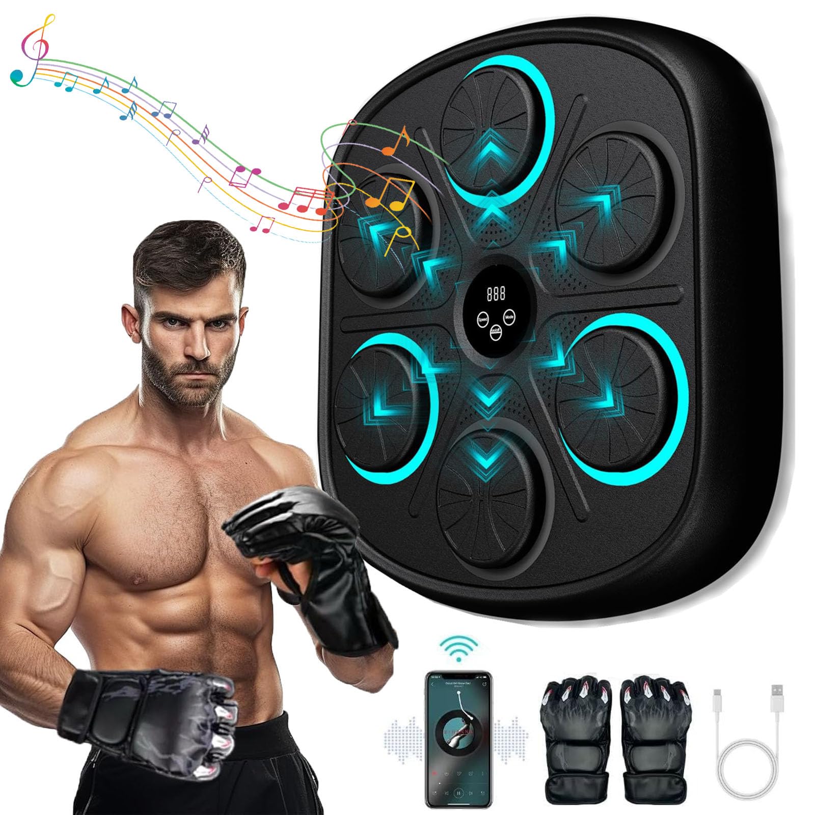 Smart Music Boxing Machine with Boxing Gloves, Bluetooth Training ...