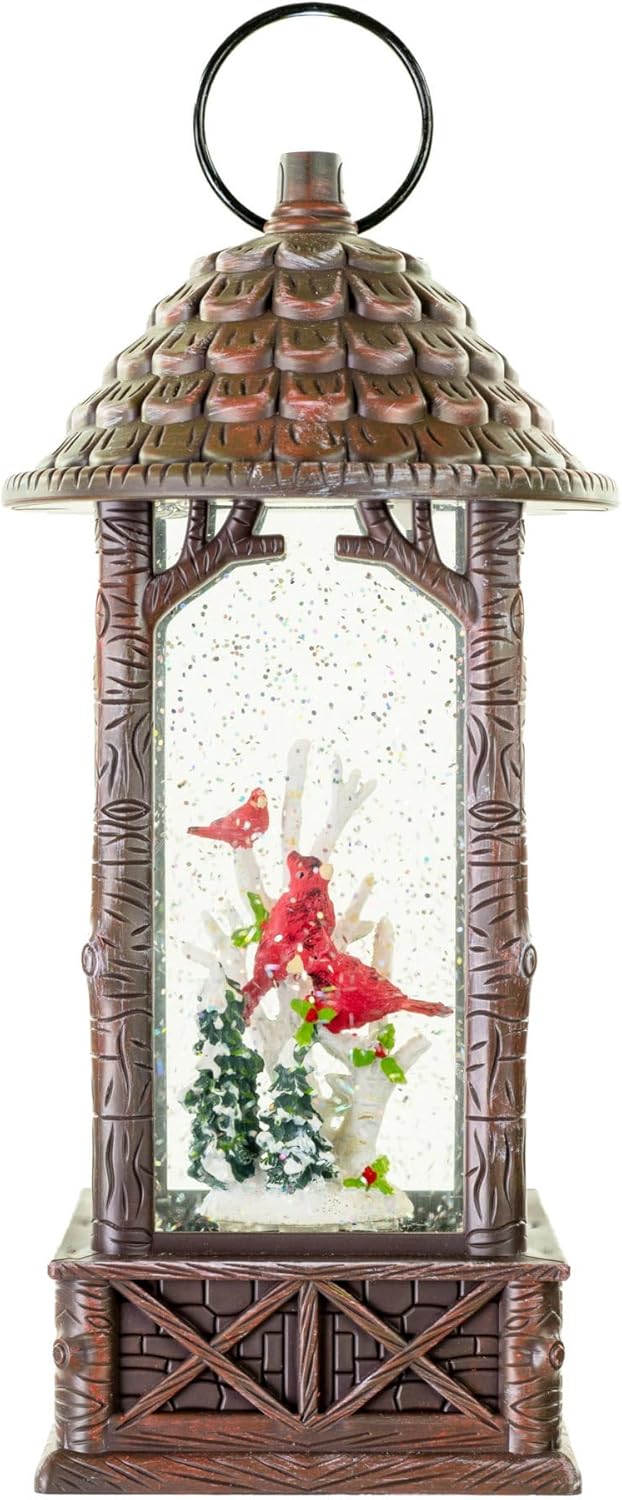 Amazon.com: Brown Gazebo Snow Globe with Cardinal Family and Snowflake ...