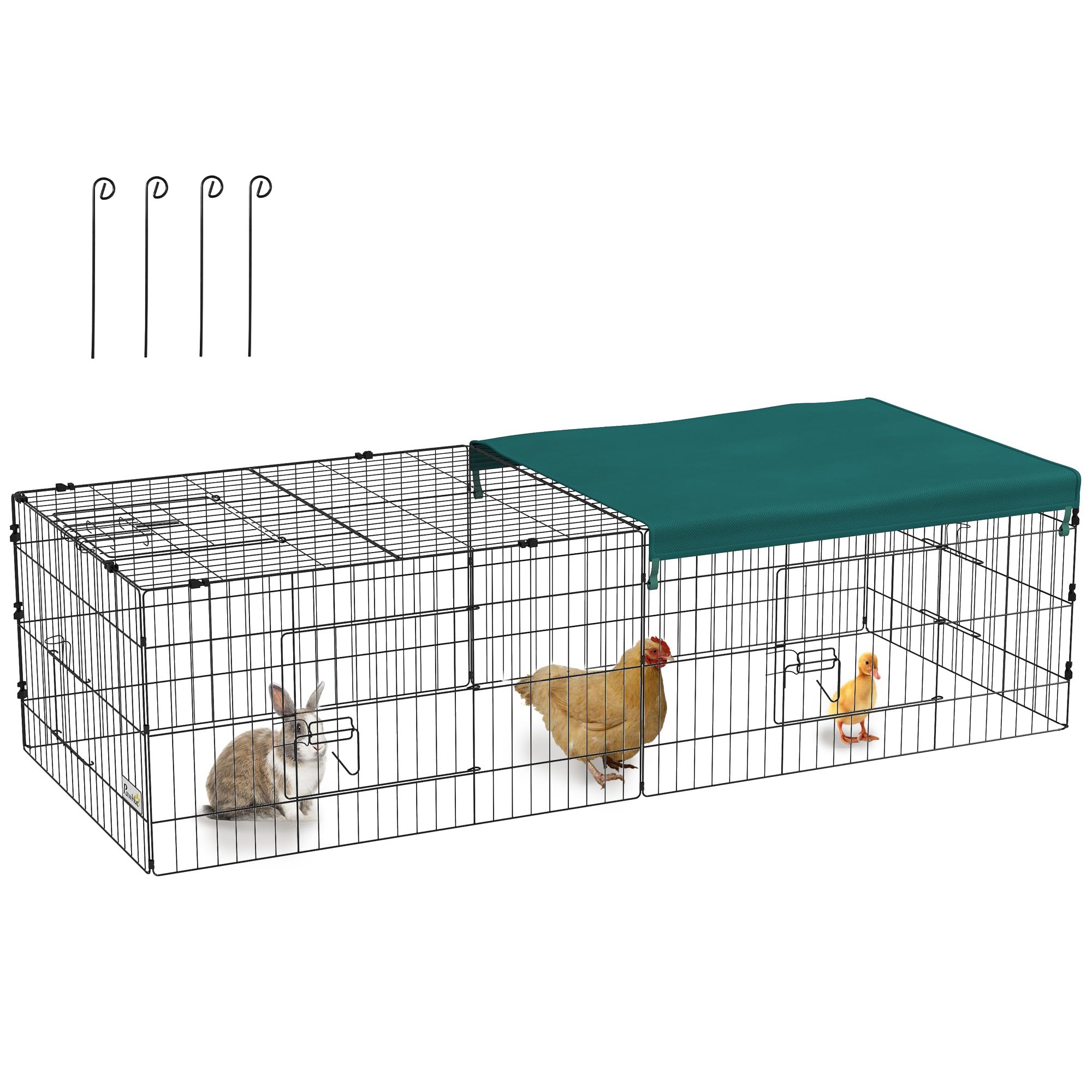 Snapklik.com : PawHut 73" L Metal Chicken Playpen, Small Animal Cage ...