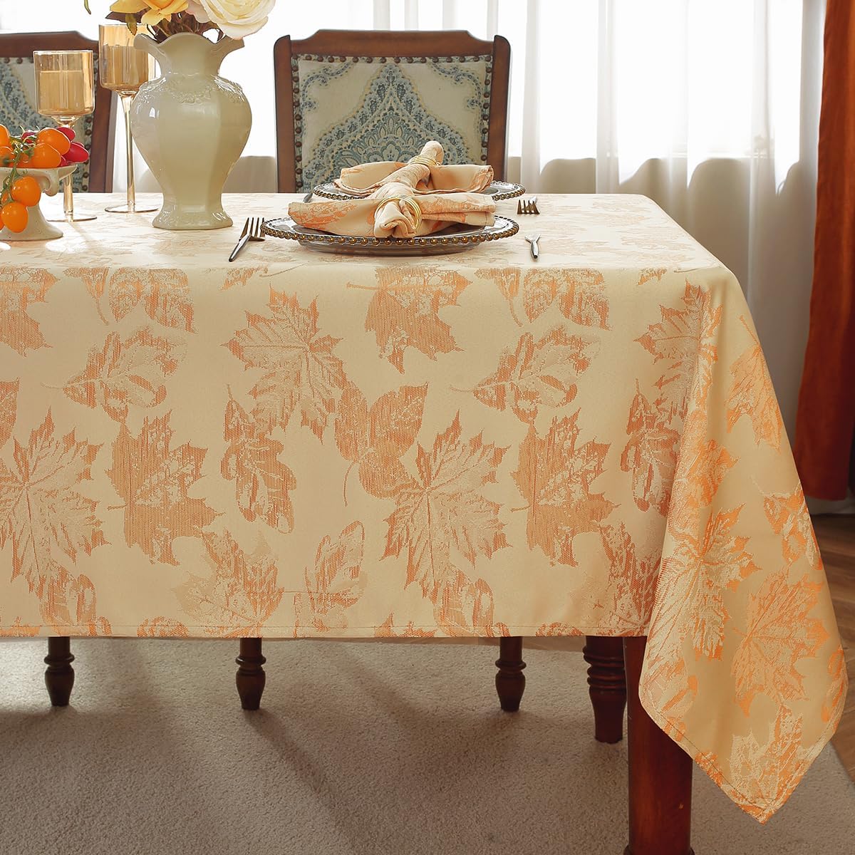 Amazon.com: Benson Mills Autumn Jacquard Printed Fabric Tablecloth for ...