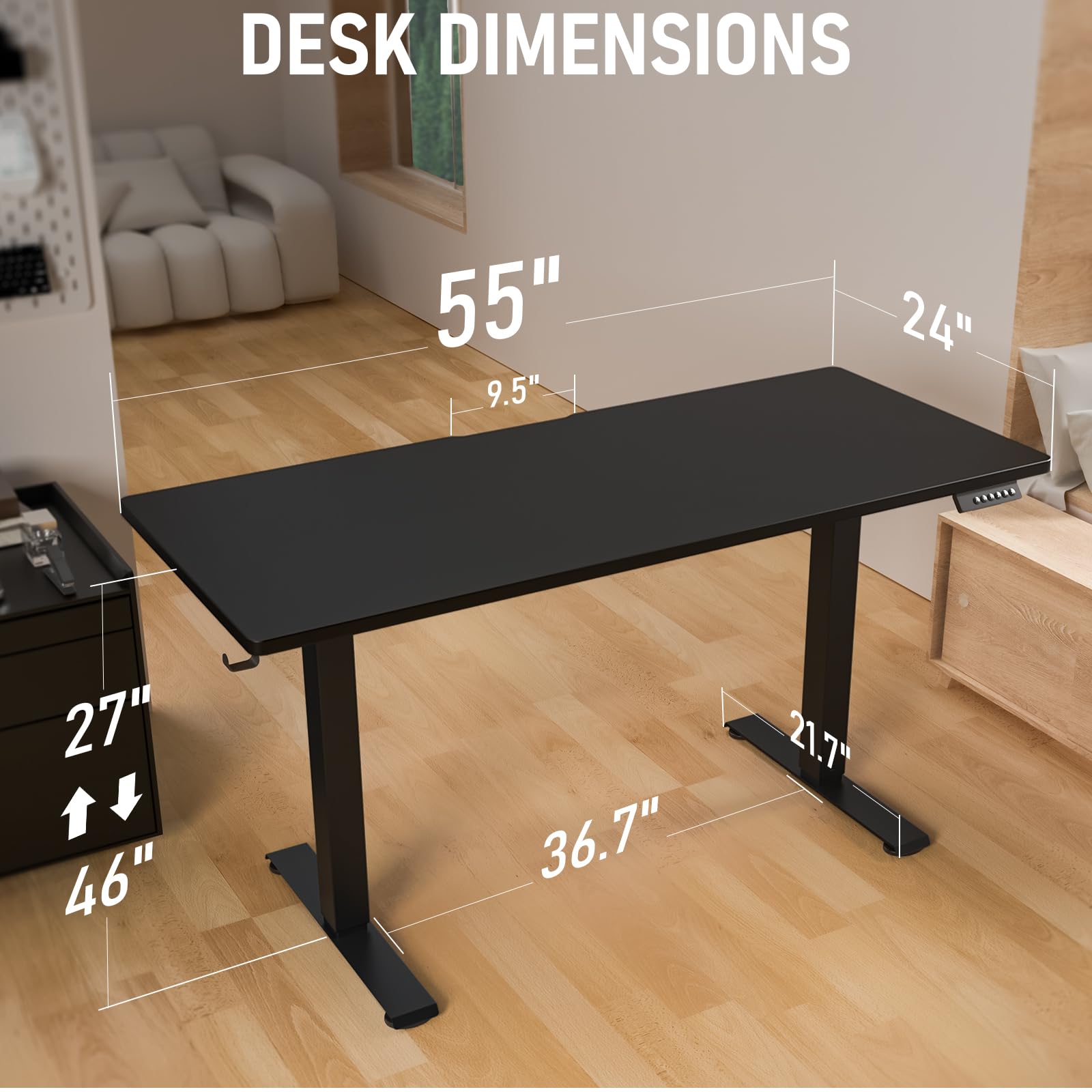 Snapklik.com : 55 24 Electric Standing Desk, Adjustable Height Sit ...