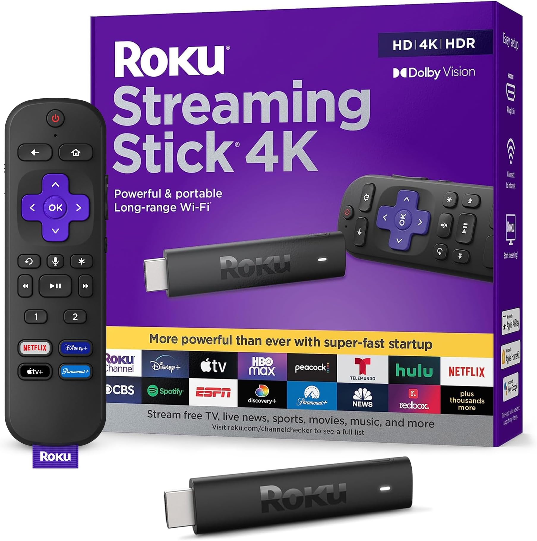 Amazon.com: Roku Streaming Stick 4K Streaming Device 4K/HDR/Dolby ...