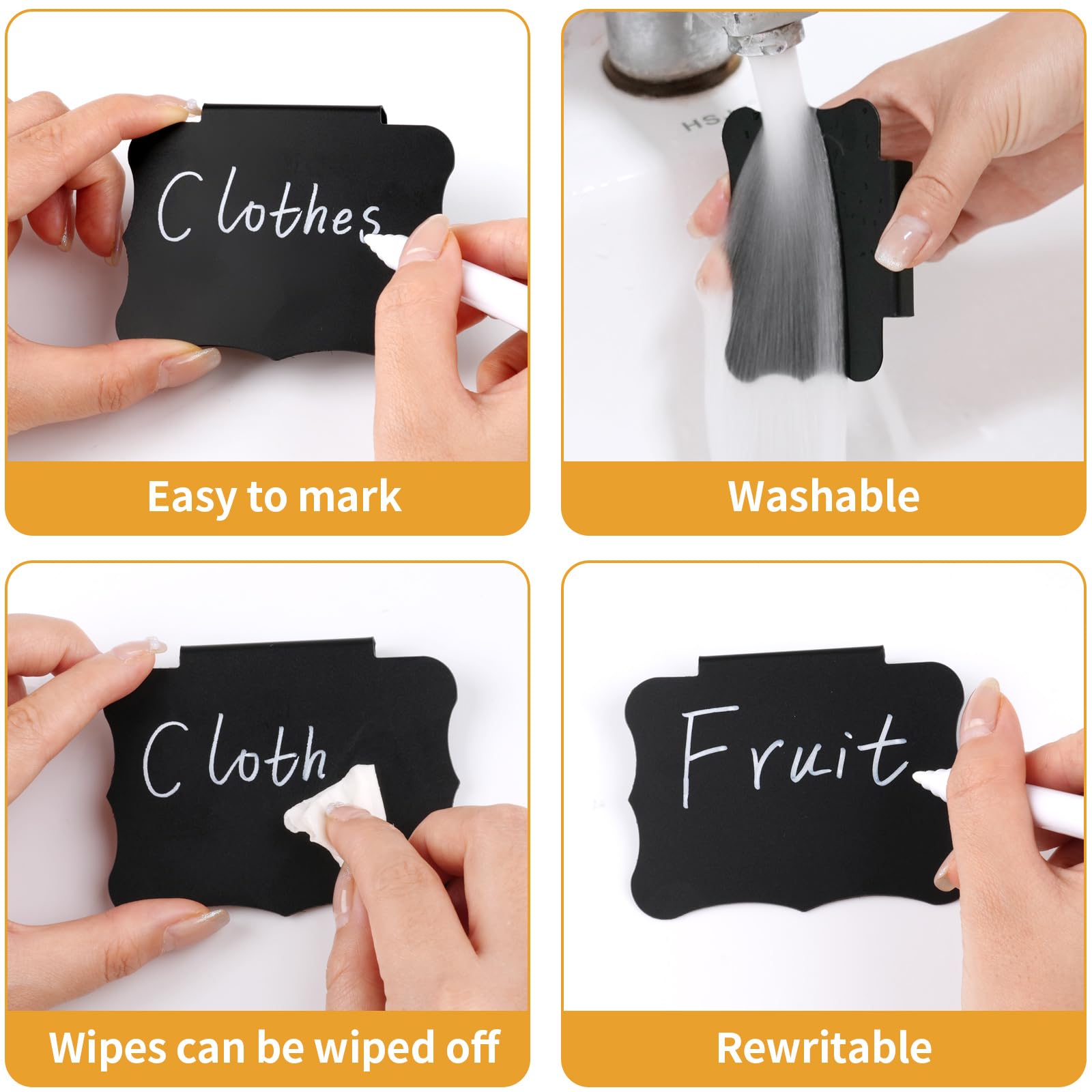 Snapklik.com : 12 Pcs Basket Labels For Storage Bins, Black Removable ...