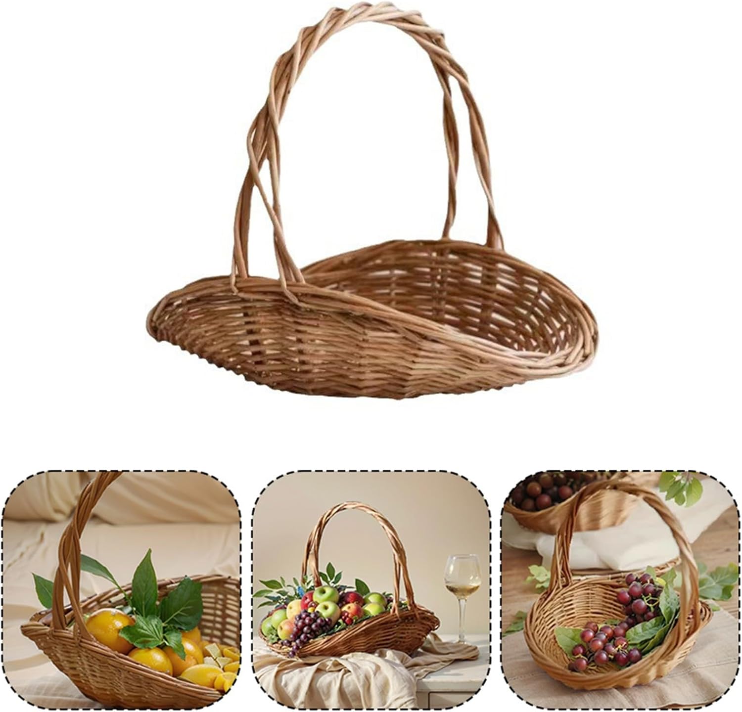 Amazon.com: 2025 Rattan Garden Baskets with Handle, Mini Picnic Basket ...
