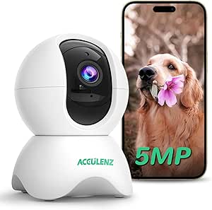 Acculenz 5MP WiFi Home Security Camera with 360° View & AI Human/Sound Detection | Pet, Dog ...