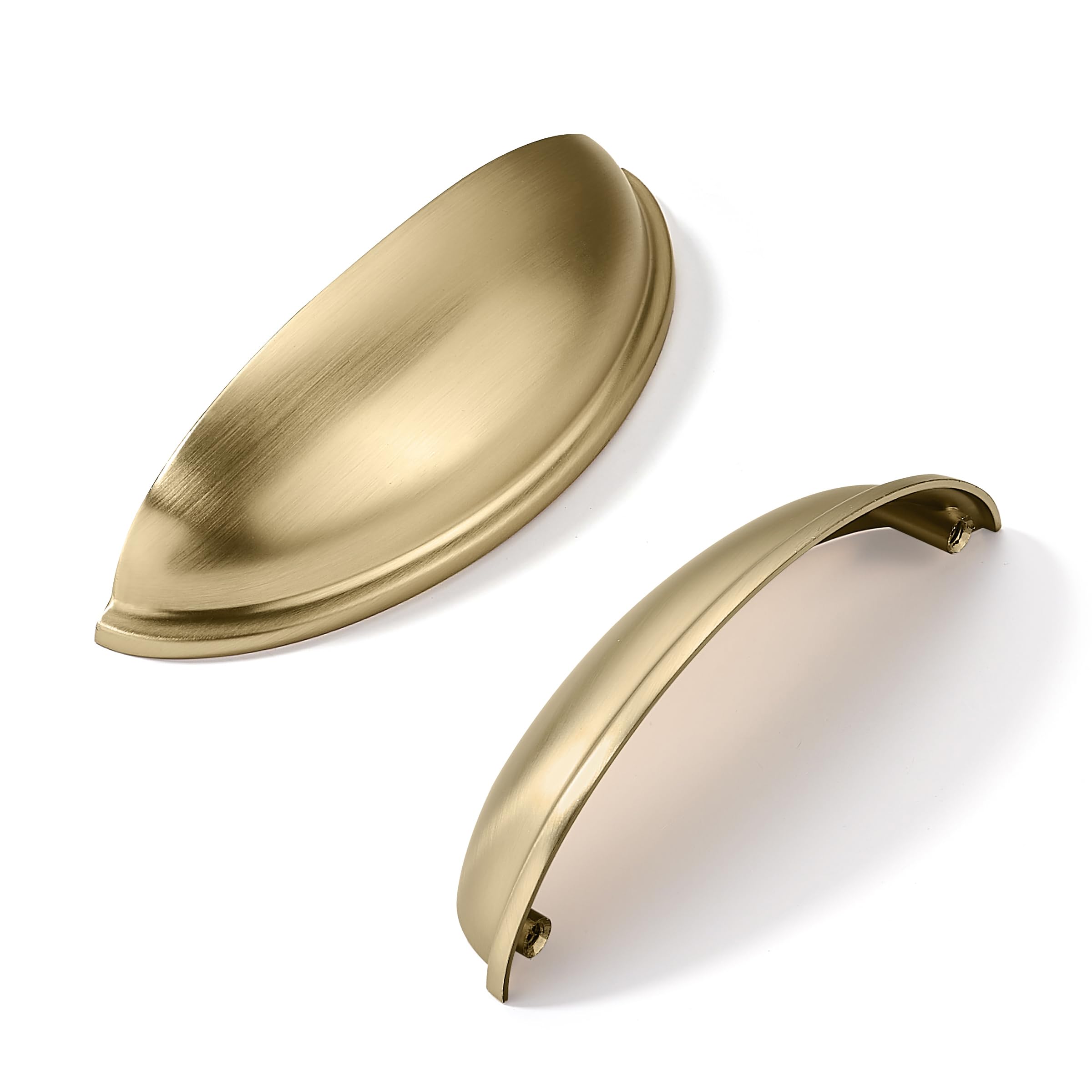 khtumeware 10 Pack 4" Drawer Pulls Brushed Brass Cabinet Cup Pulls ...