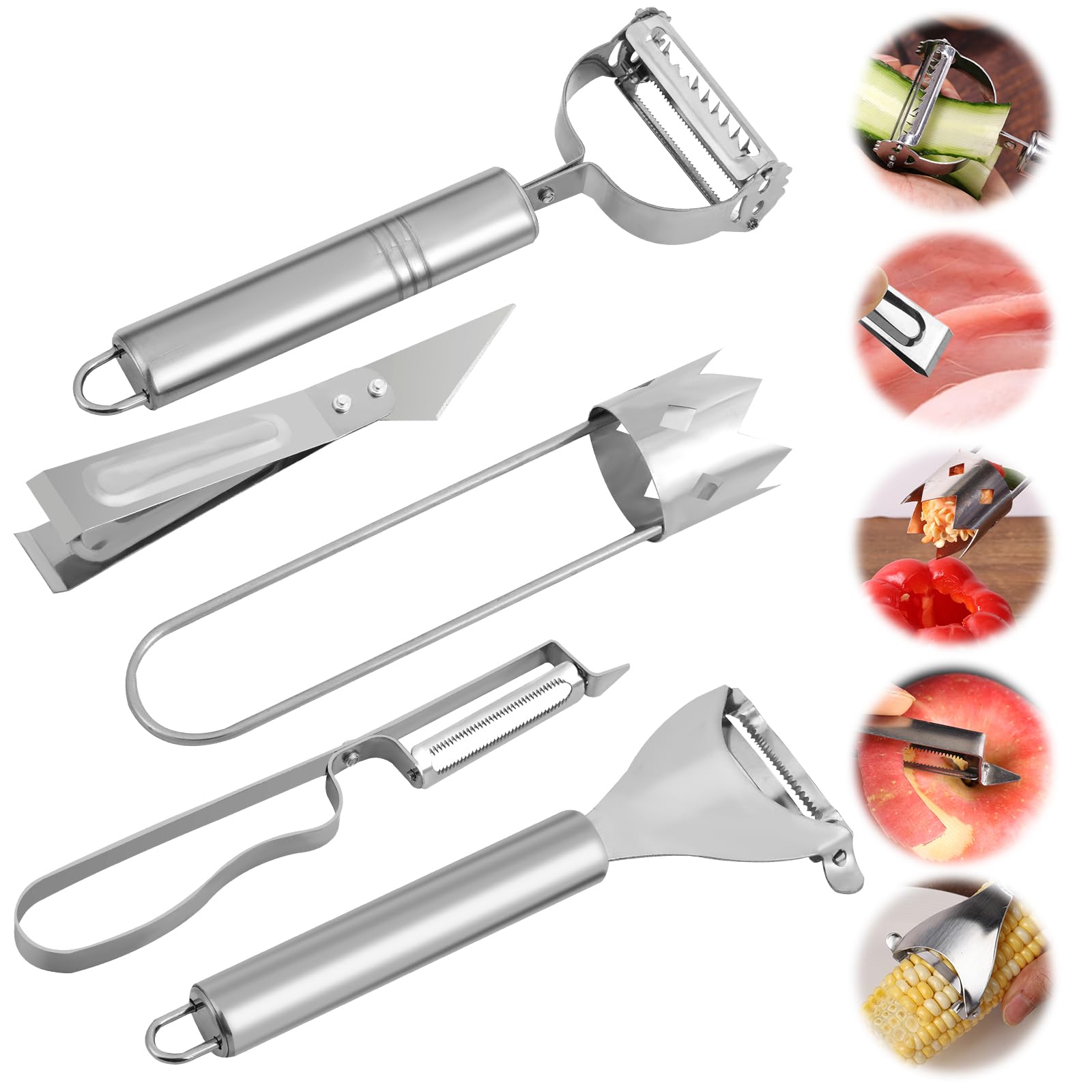 Amazon.com: 5-piece stainless steel kitchen fruit and vegetable peeler ...