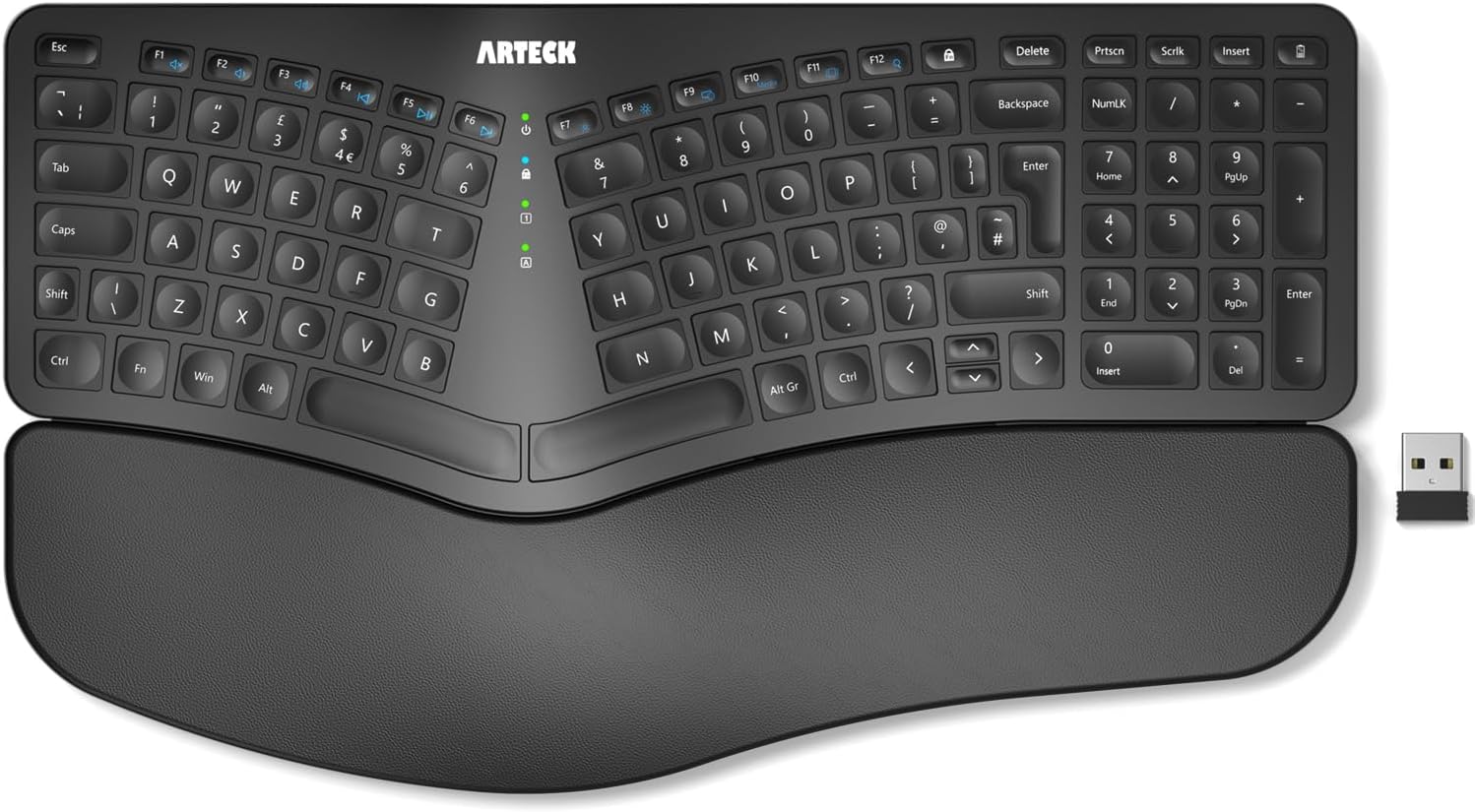 Logitech Wave Keys Wireless Ergonomic Keyboard with Cushioned Palm Rest ...