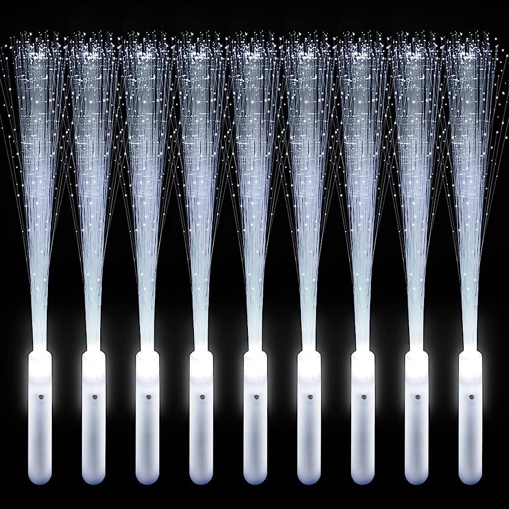 VAIPI 26 Pcs Fiber Optic Wands LED White Glow Stick Flash Fiber Optic ...