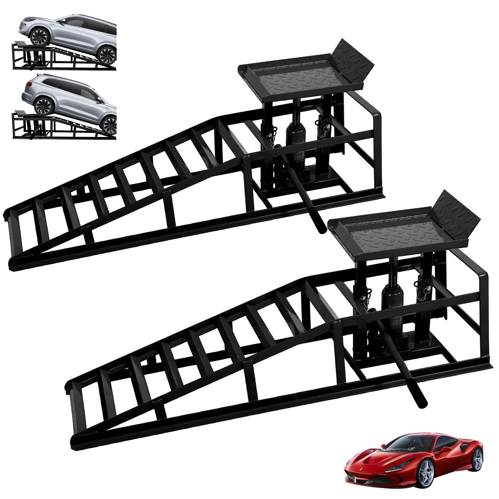 Amazon.com: SPOWAY Heavy Duty Hydraulic Car Ramps, 2PCS 5T 10000LBS ...
