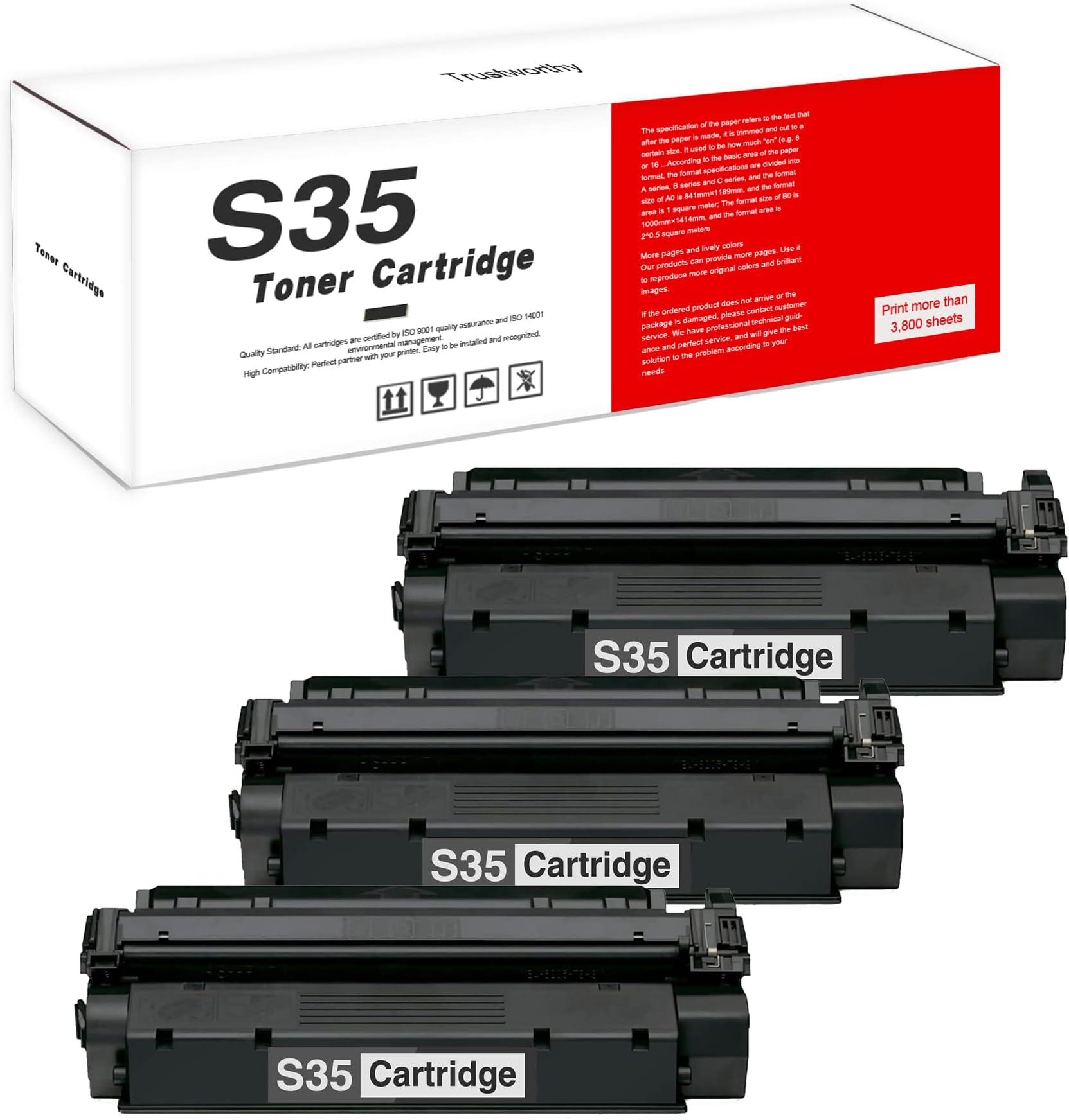 Amazon.com: (3 Black) Cartridge S35 Black Toner Cartridge Replacement ...