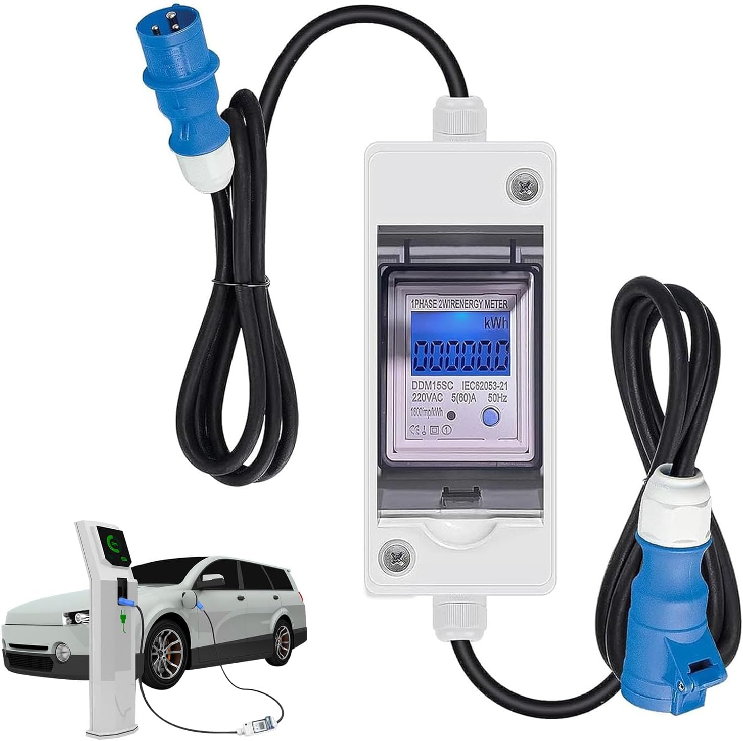Mobiler Digitaler Stromzähler, 230V Stromverbrauchsmesser Steckdose mit ...