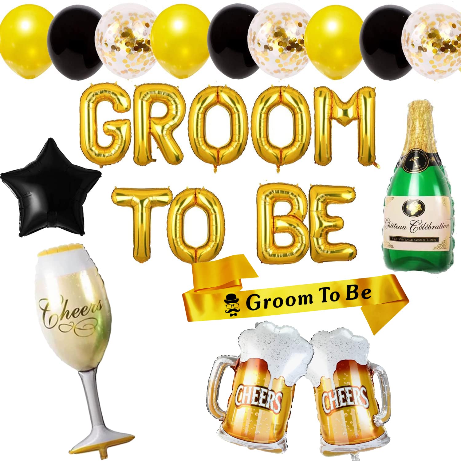 Party Propz Groom to Be Decoration Set Combo -16Pcs Set Groom to Be Balloon, Champagne & Cheers ...