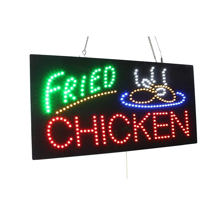 Buy Fried Chicken Sign, TOPKING Signage, LED Neon Open, Store, Window ...