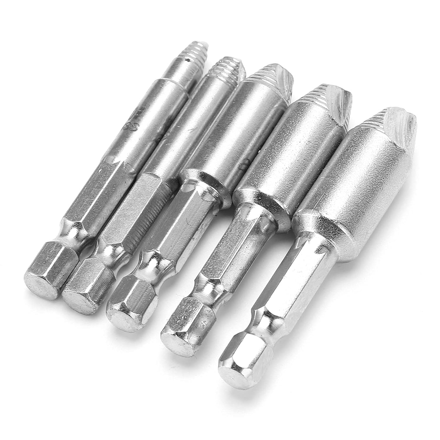 Broken Screws Extractor, High Speed Steel 5Pcs Screw Remover Standard ...