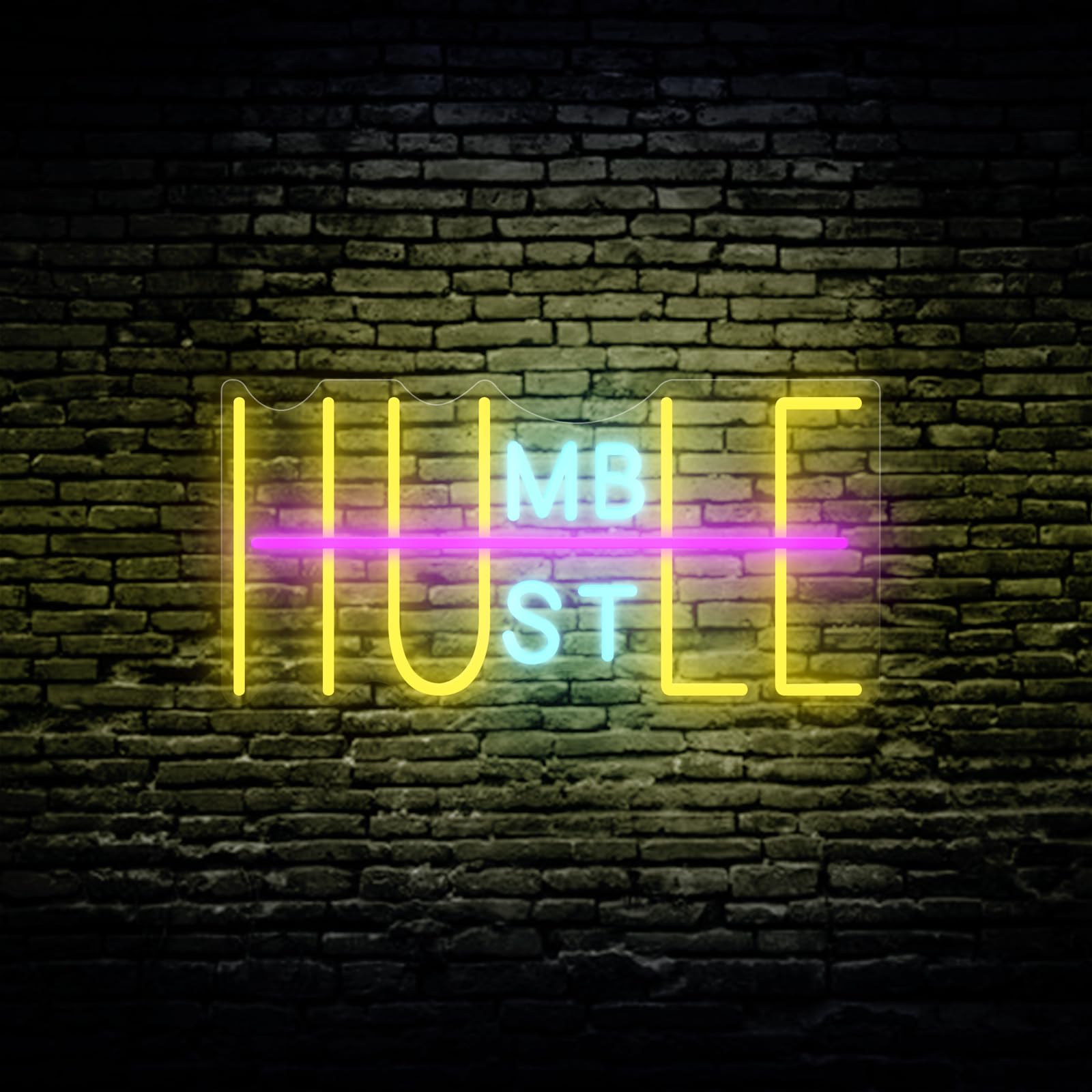 NUOSHANZS Hustle Neon Sign,LED Humble Neon Signs for Wall Decor,Light ...