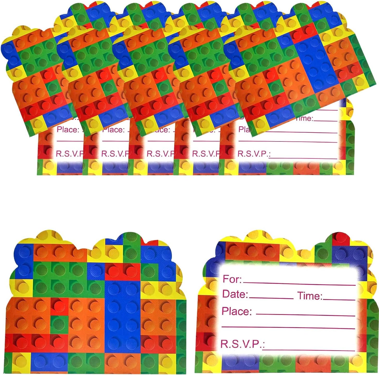 Building Block Invitation Cards, Building Block birthday Party Supply ...