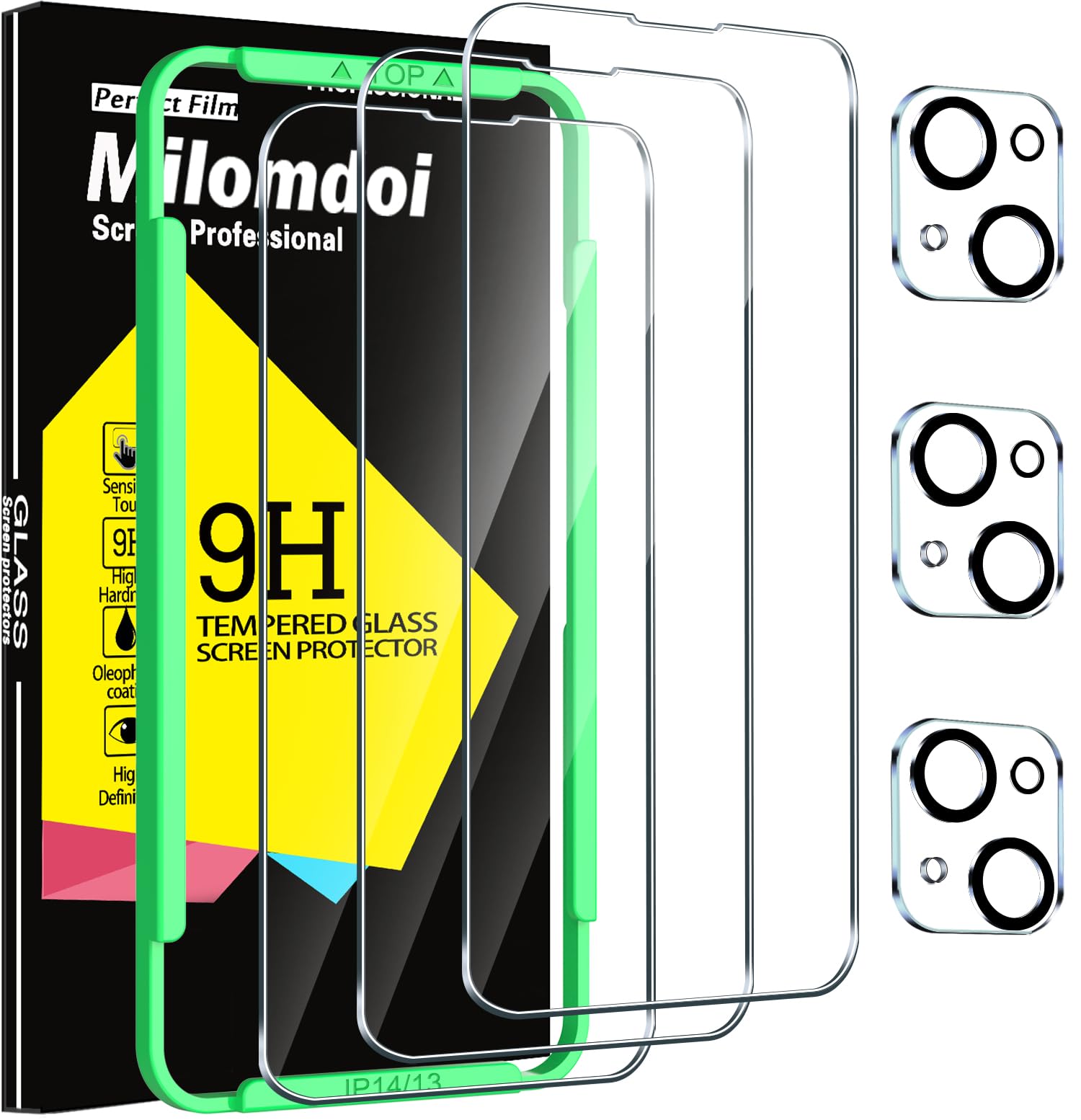 Amazon.com: Milomdoi 3 Pack Screen Protector for Apple iPhone 13/ iPhone 14 with 3 Pack Tempered ...