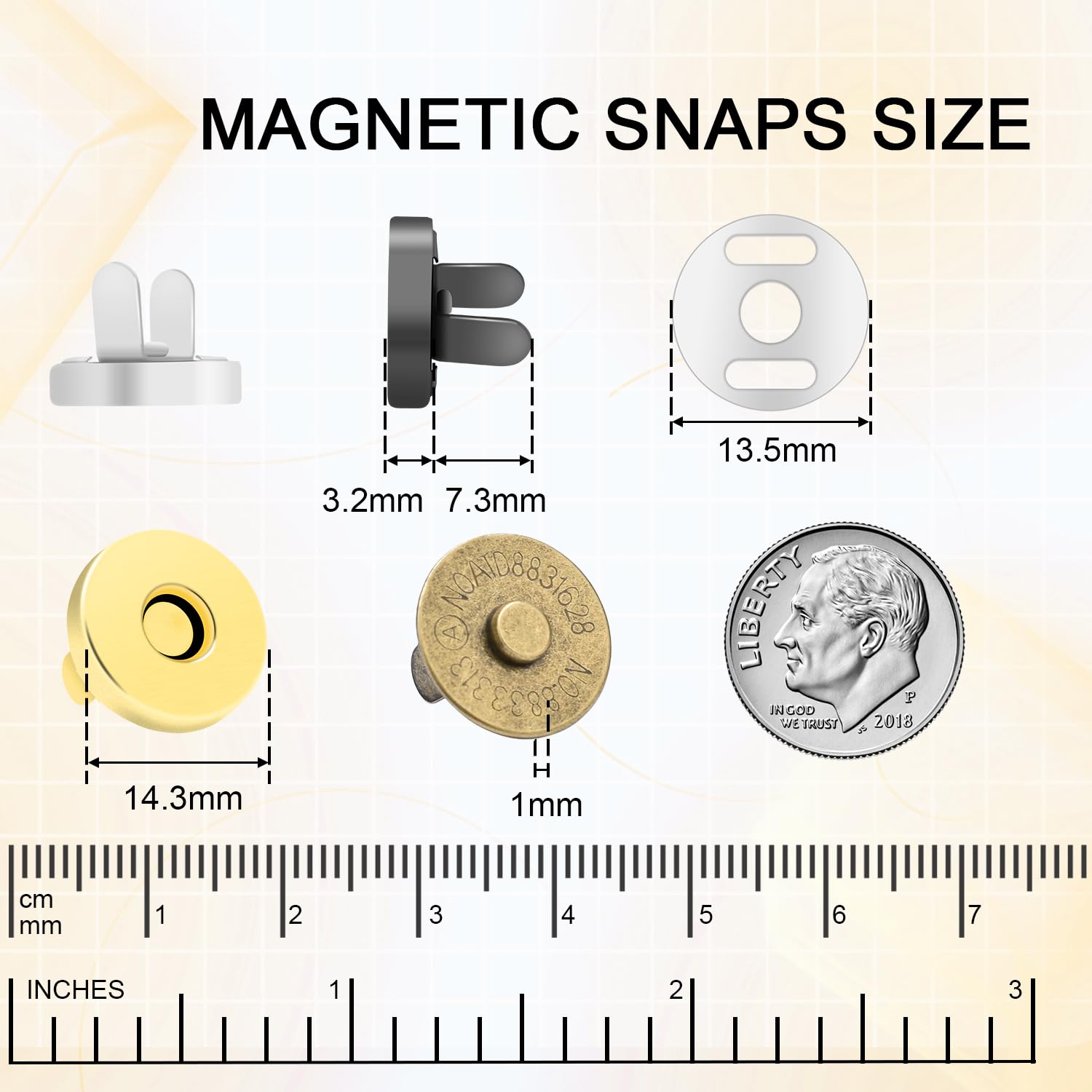 Snapklik.com : 40 Sets Magnetic Button Snap 14mm Magnetic Closures ...