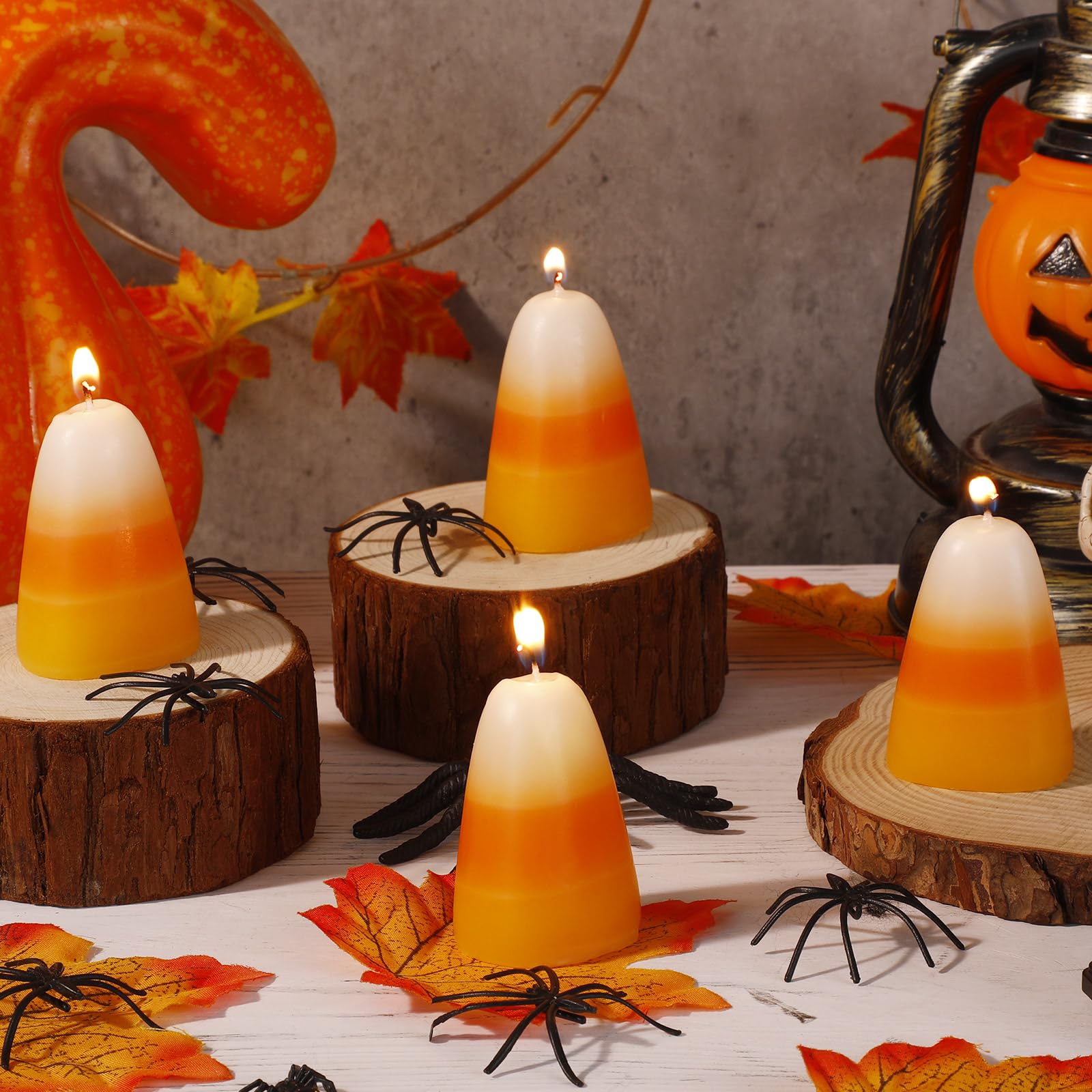 Amazon.com: MTLEE 6 Pcs Fall Candles Thanksgiving Candy Corn Colored ...