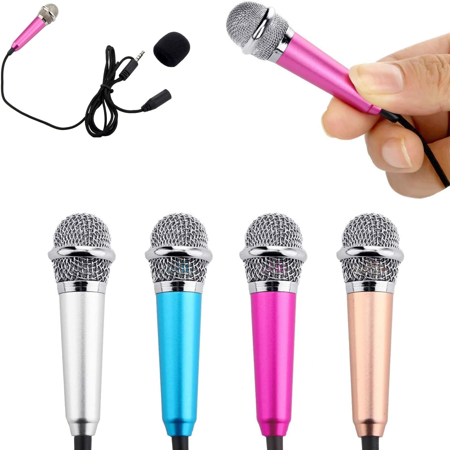 Amazon.com: CIAWASEI 4 Pieces Mini Karaoke Microphone, 4 Colours Tiny ...