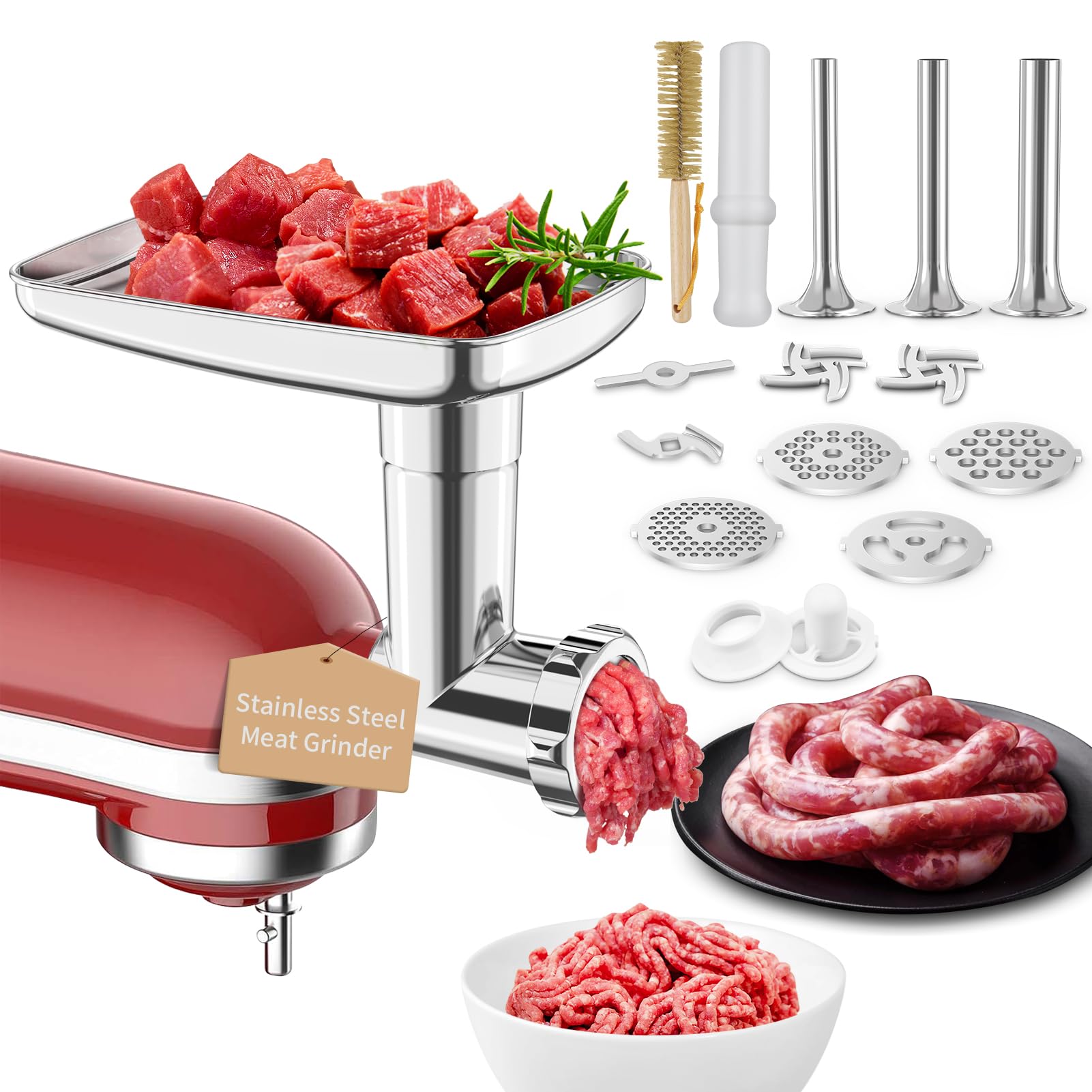 Amazon.com: Stainless Steel Meat Grinder Attachments for Mixers, Meat ...