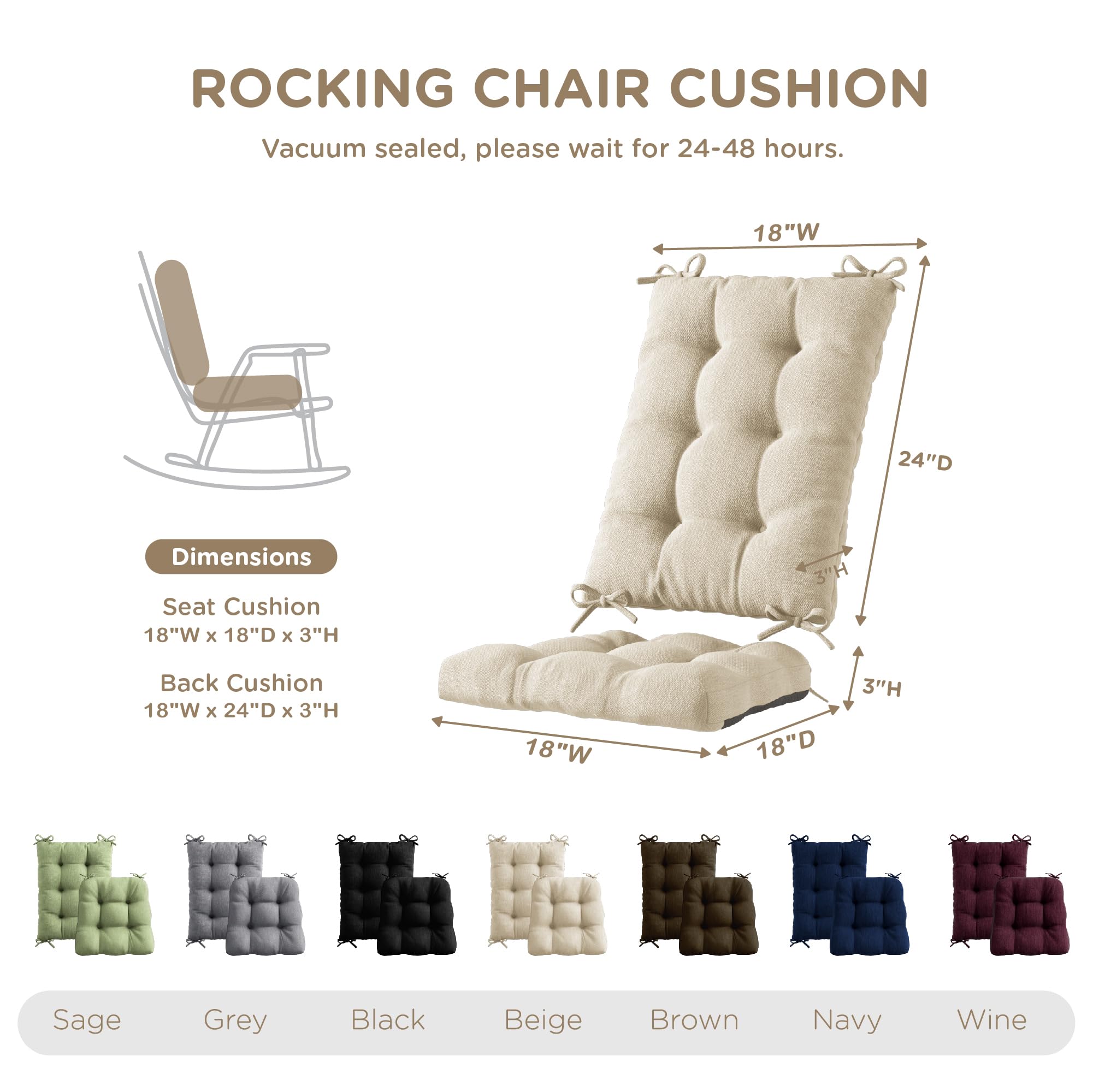 Snapklik.com : Rocking Chair Cushions Indoor, Extra Large Water ...