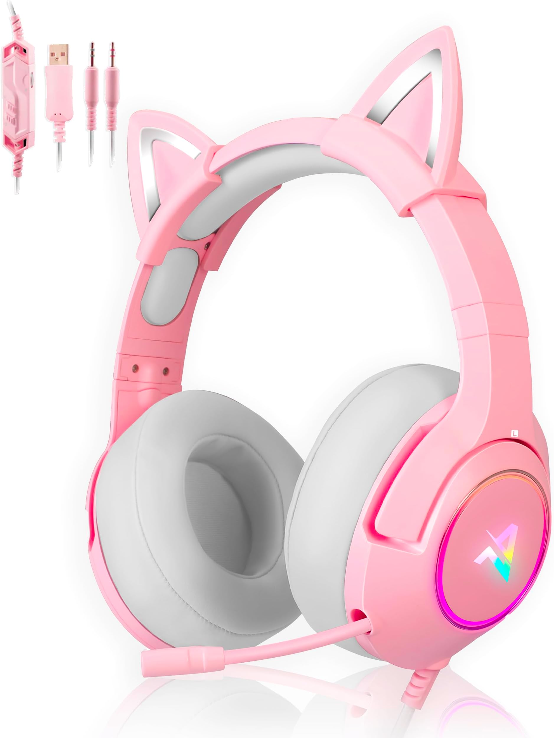 Amazon.com: Aimzone Cat Ear Gaming Headset with Noise Cancelling Over ...