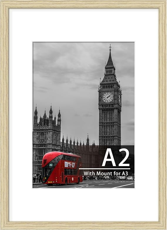 Tinkeps A2 Oak Wood Picture Frame, Engineered Wood and Plexiglass, A2 ...