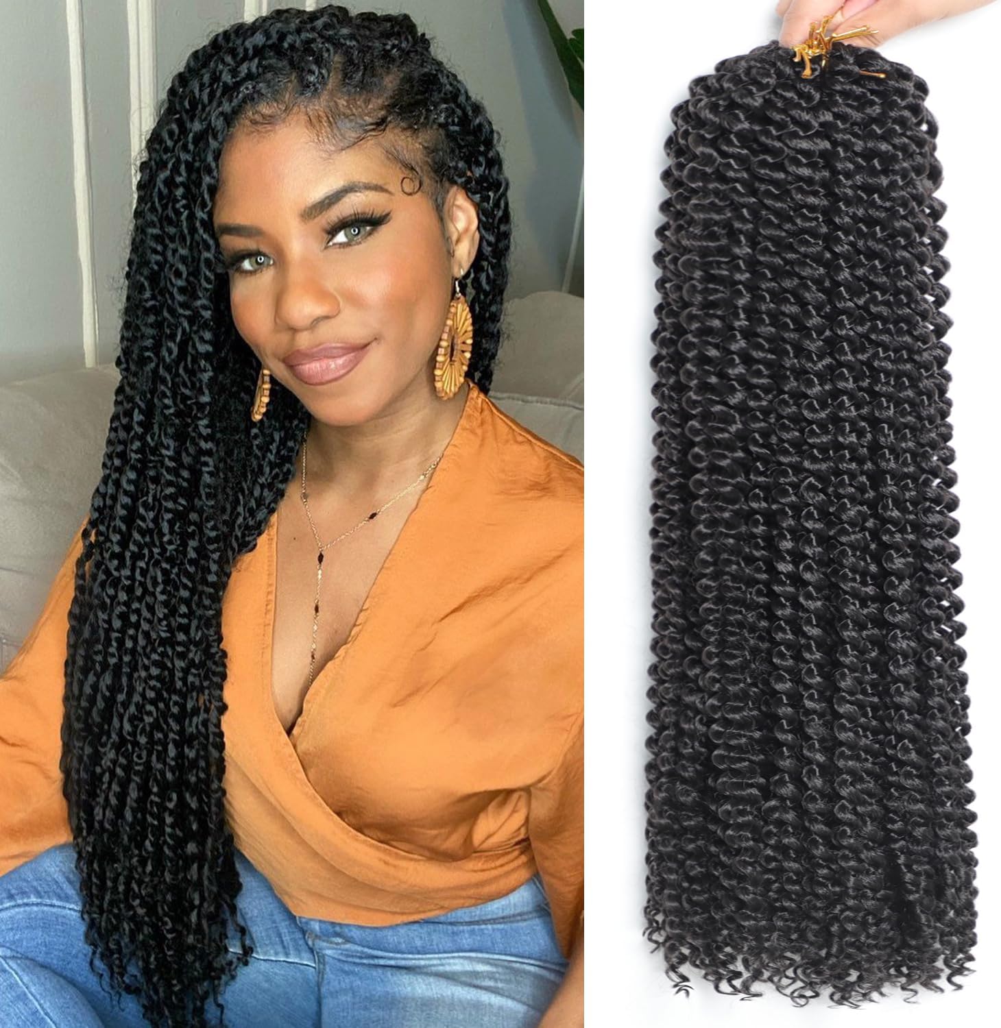 Amazon.com : 24 Inch Crochet Braids Box Braids 6 Packs Pre Looped Curly ...
