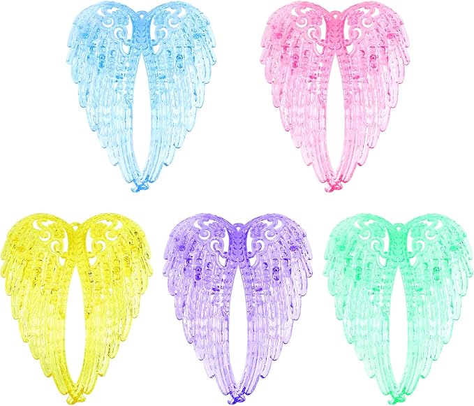 Amazon.com: FXMHEHBB 10 Pack Large Acrylic Angel Wings, 5 Colors Angel ...