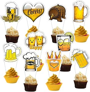 Amazon.com: 30pcs Beer Cake Decorations with 30pcs Cupcake Toppers ...