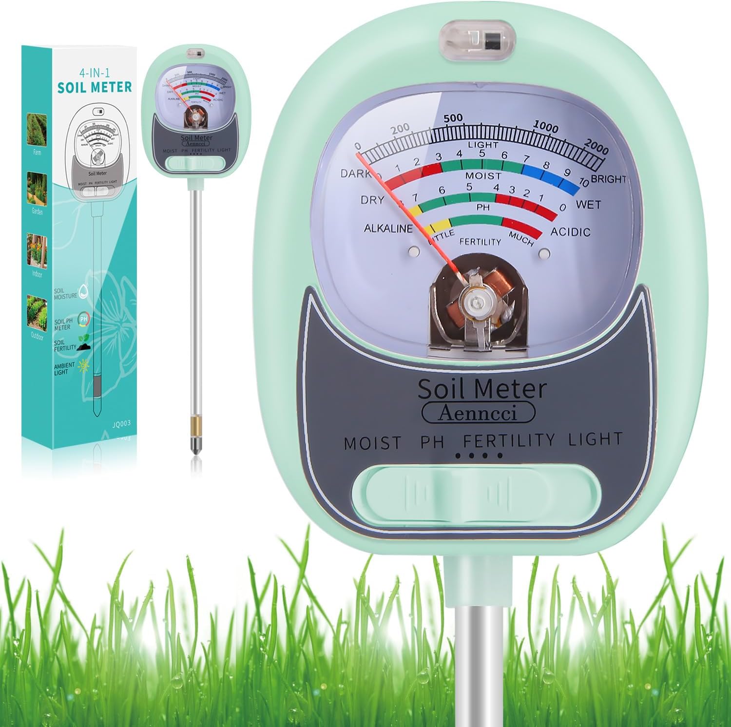 Amazon.com: Aenncci 4-in-1 Soil Test Kit, Soil Moisture Meter for ...