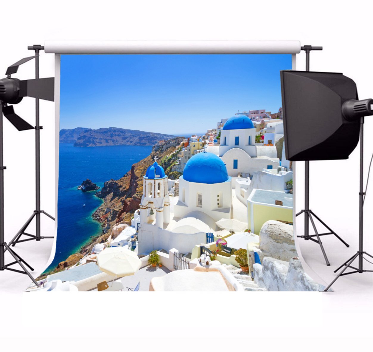 OFILA Greece Themed Party Backdrop 6x6ft Greece Santorini Island ...