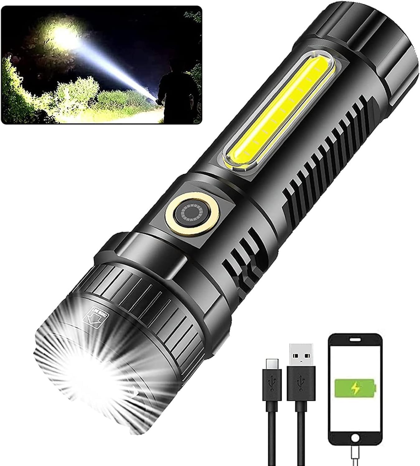 Amazon.com: LED Rechargeable Flashlight 90000 High Lumens, XHP70.2 ...