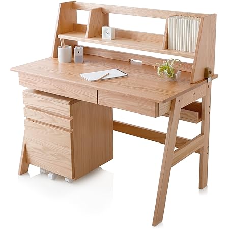 Amazon.co.jp: LOWYA ロウヤ 学習机 勉強机 学習デスク 3点セット 本棚 チェスト 天然木 幅100cm ナチュラル : ホビー